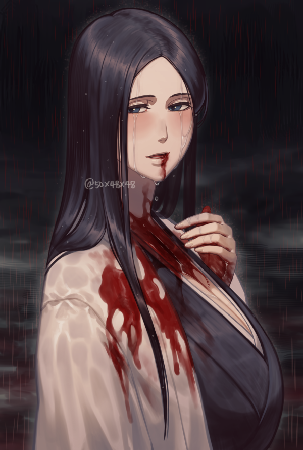 Safebooru - 1girl 50x48x48 black hair bleach blood blood from mouth blood on clothes blood on ...