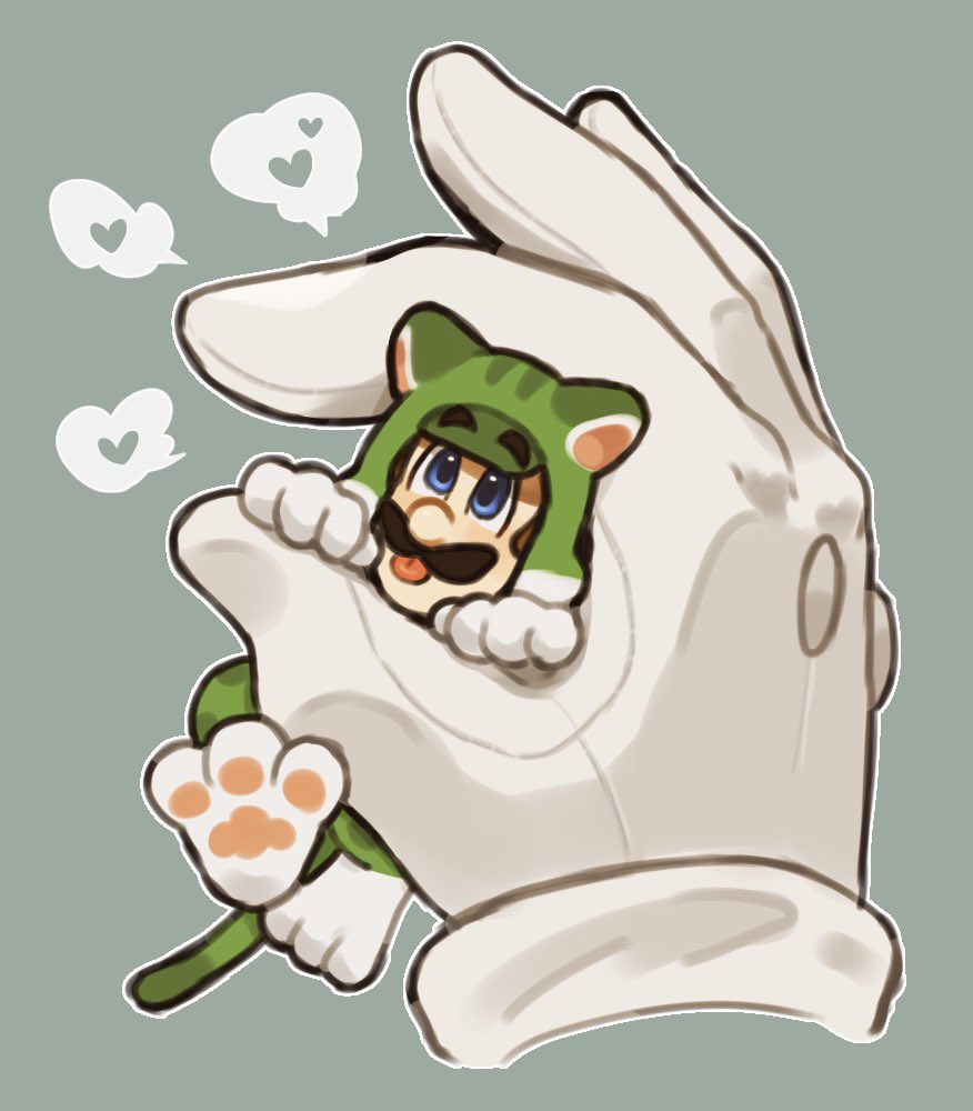 Safebooru - 1boy animal costume animal ears blue eyes brown hair cat costume cat ears cat luigi ...