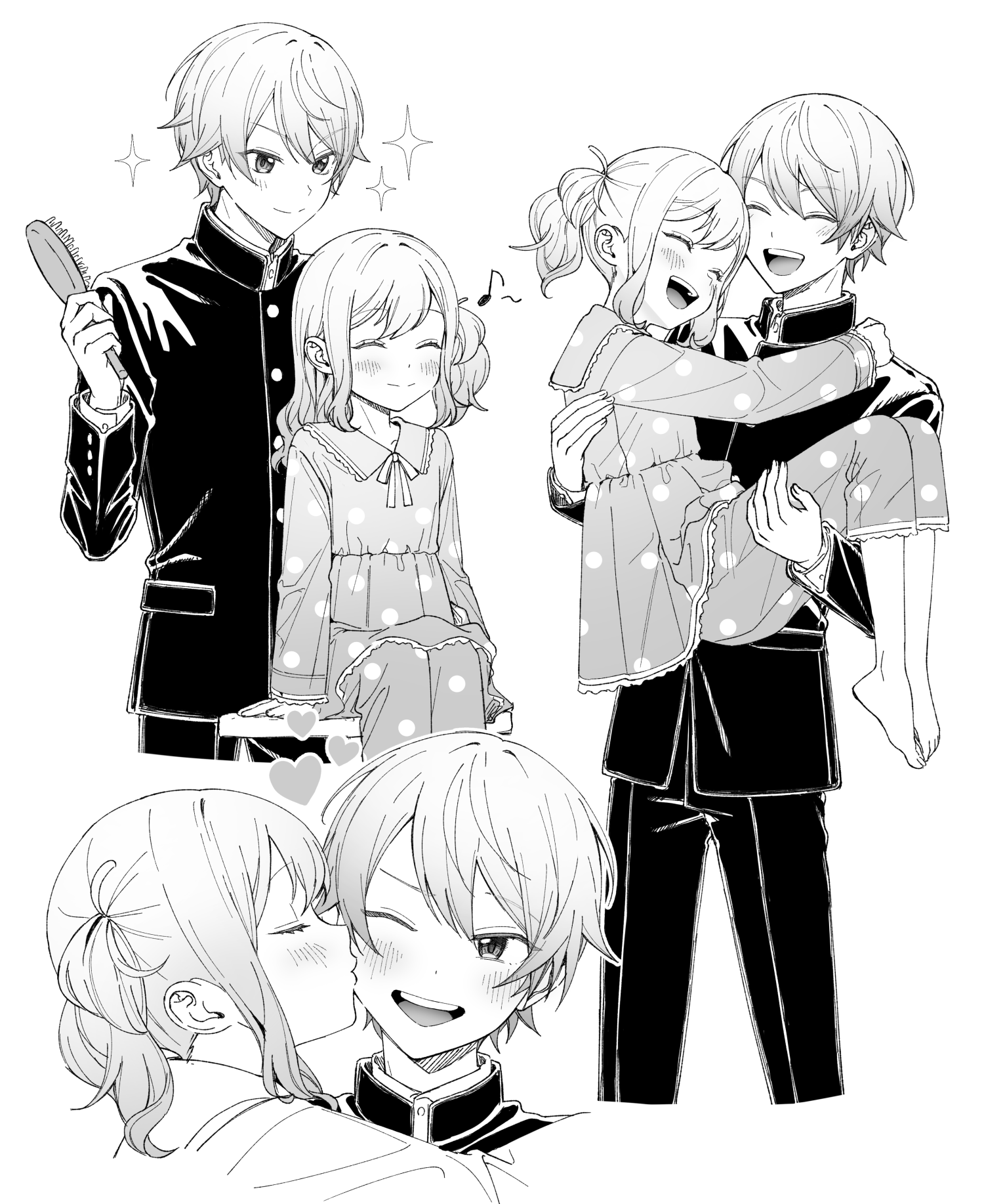 Safebooru - 1boy 1girl 2 (tsvf3235) :d ^ ^ aged down barefoot blush brother and sister buttons ...