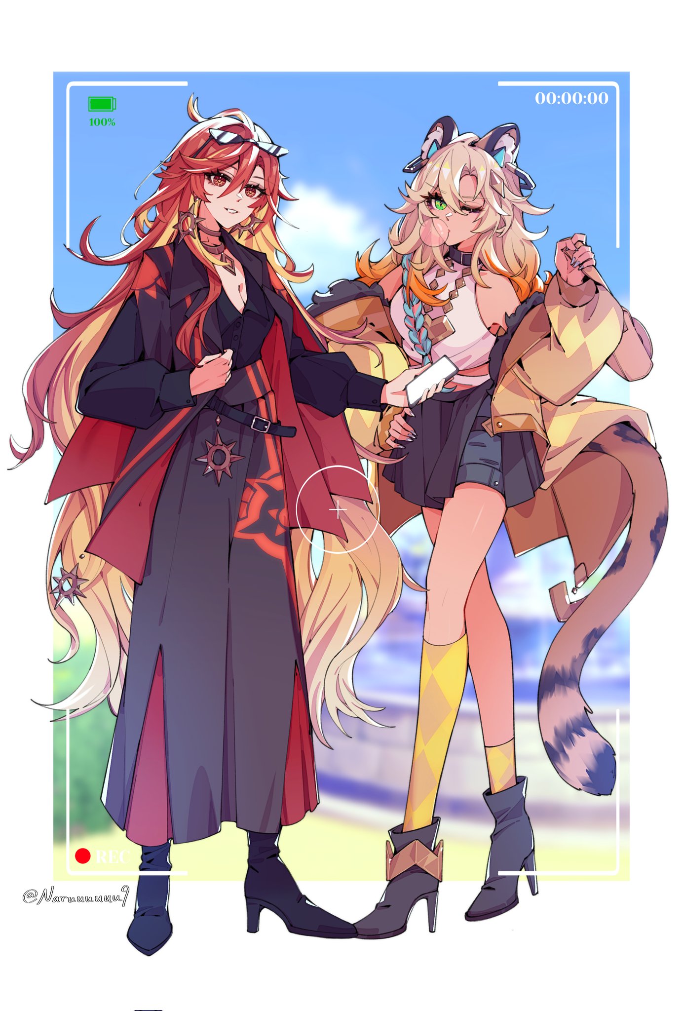 Safebooru - 2girls alternate costume animal ears asymmetrical legwear ...