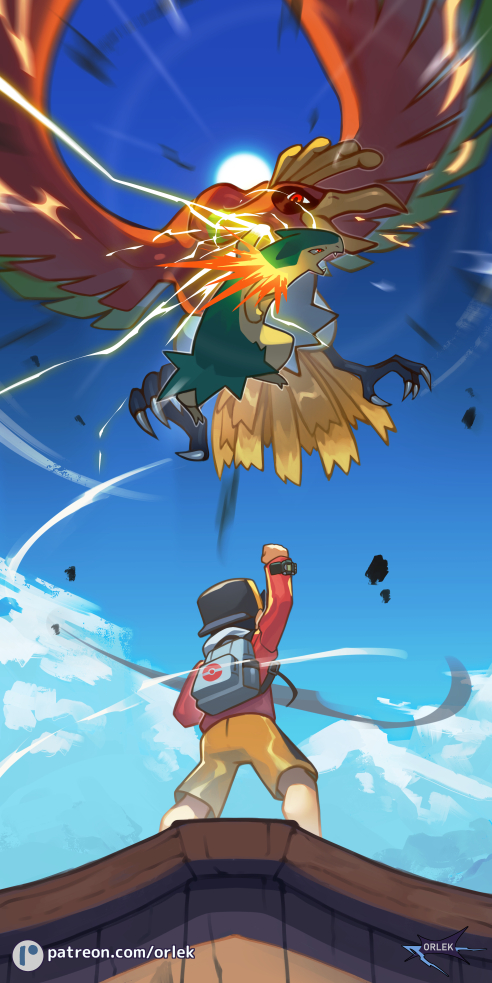 Safebooru - 1boy backpack backwards hat bag bird clouds commentary day ...