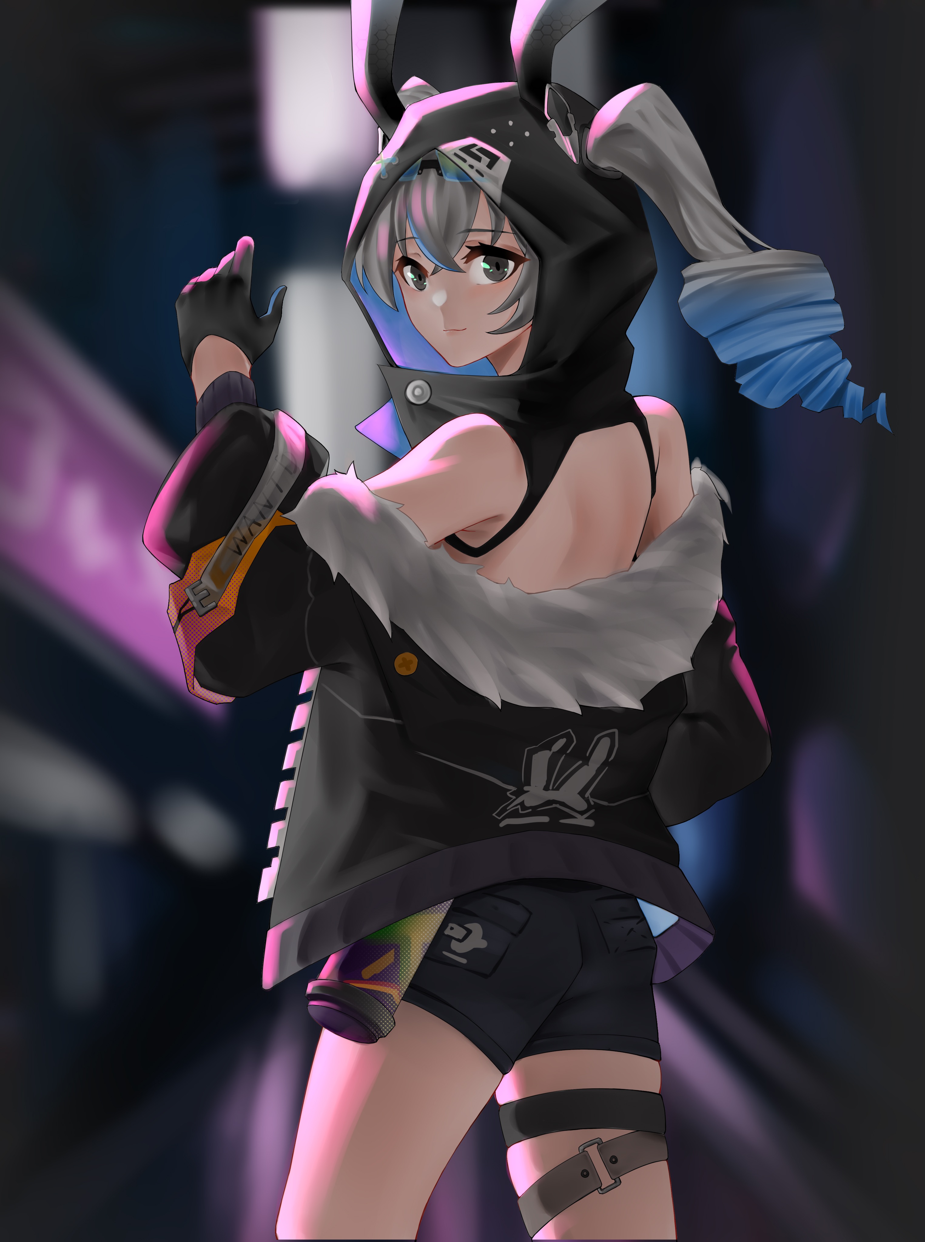 Safebooru - 1girl 7201980305 absurdres animal hood back backless outfit bangs bare shoulders ...