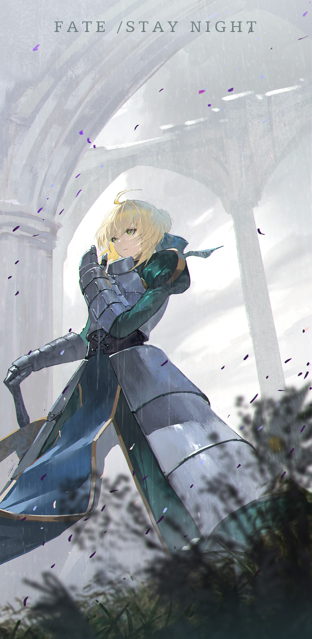 Safebooru - 1girl ahoge armor armored dress artoria pendragon (fate) blonde hair blue dress blue ...