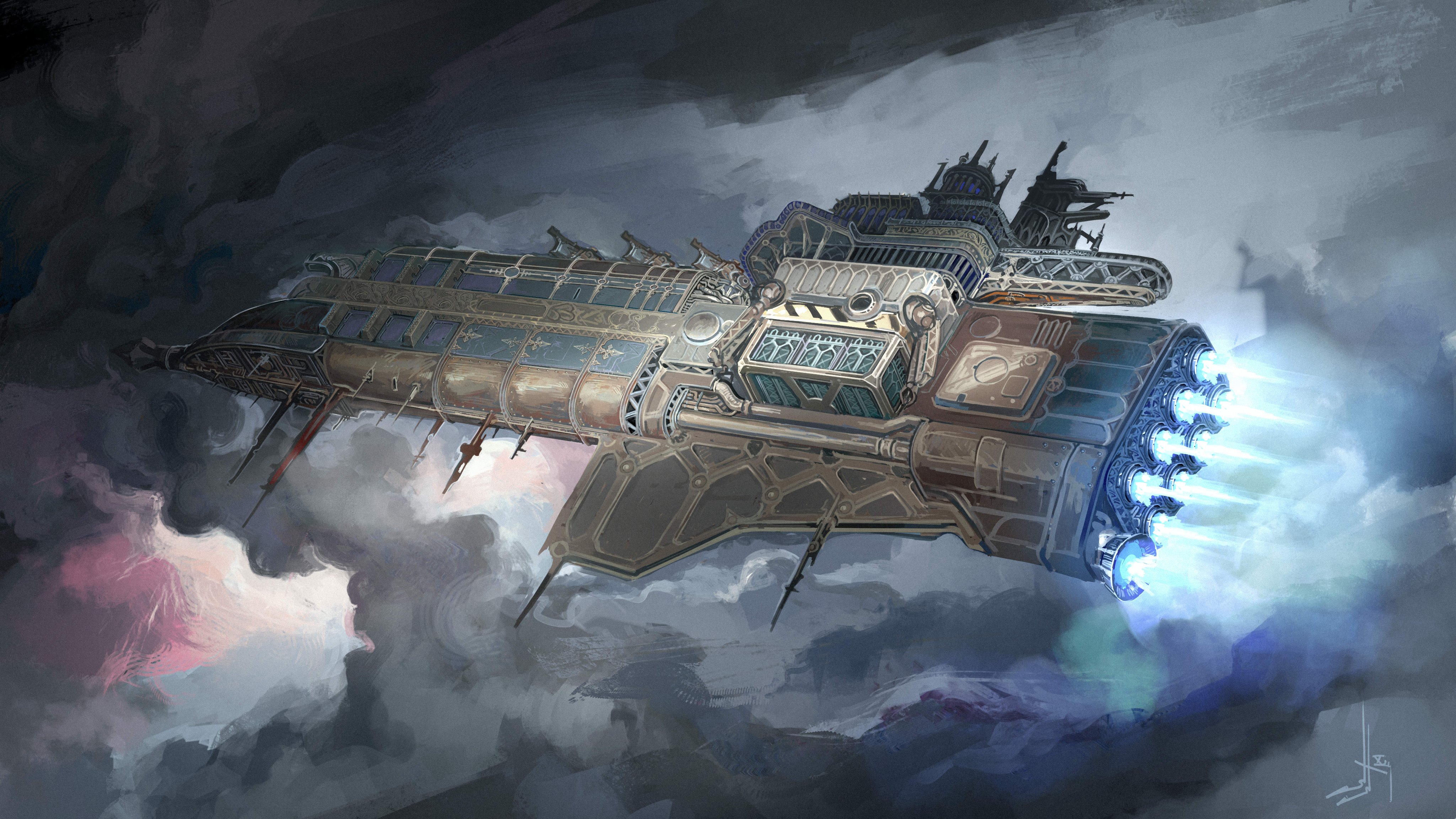 Safebooru - absurdres antennae clouds dark background dark clouds fins ...