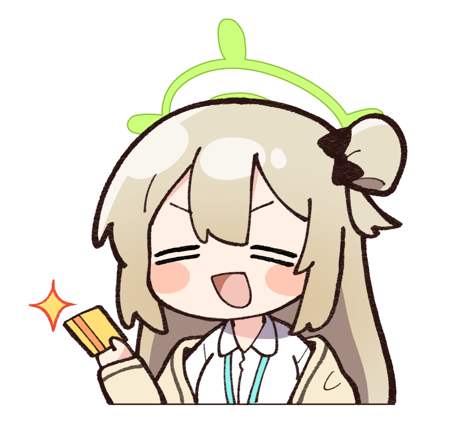 Safebooru - 1girl bangs blue archive blush stickers card chibi closed ...