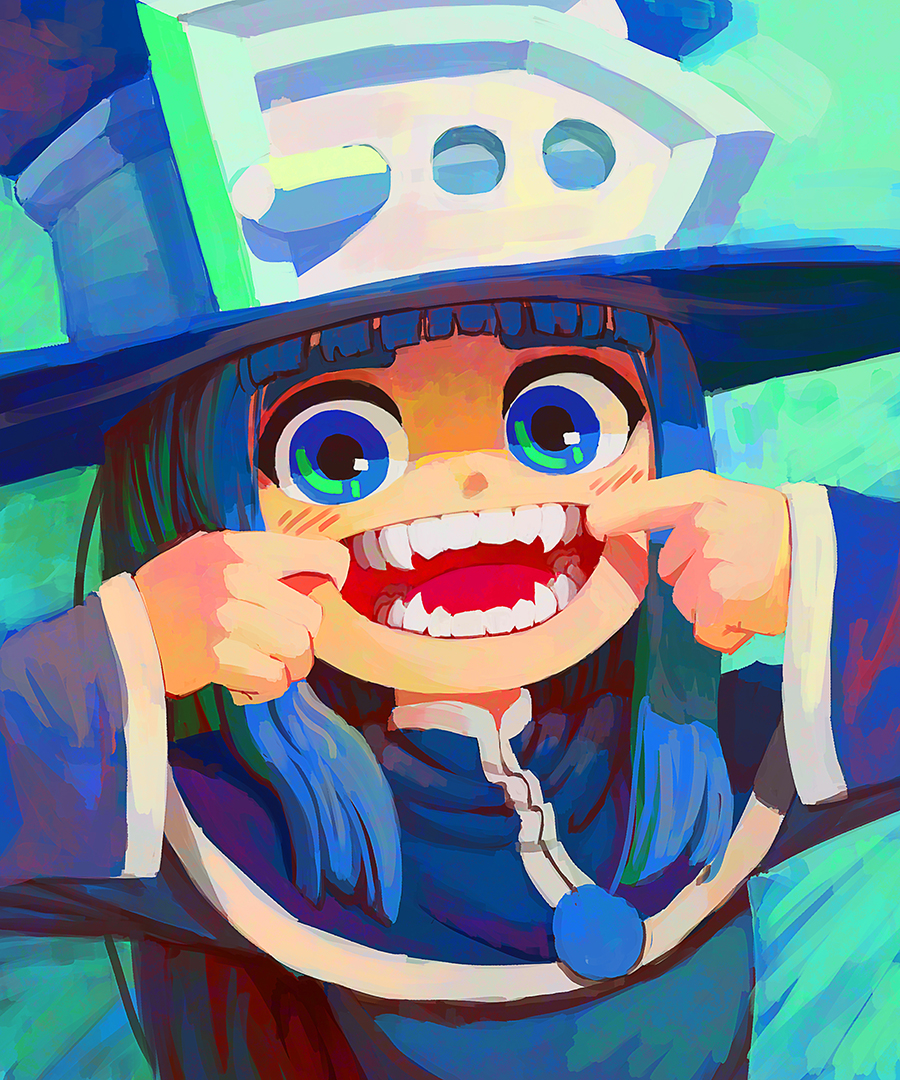 Safebooru - 1girl blue eyes blue hair blunt bangs blush bob ...