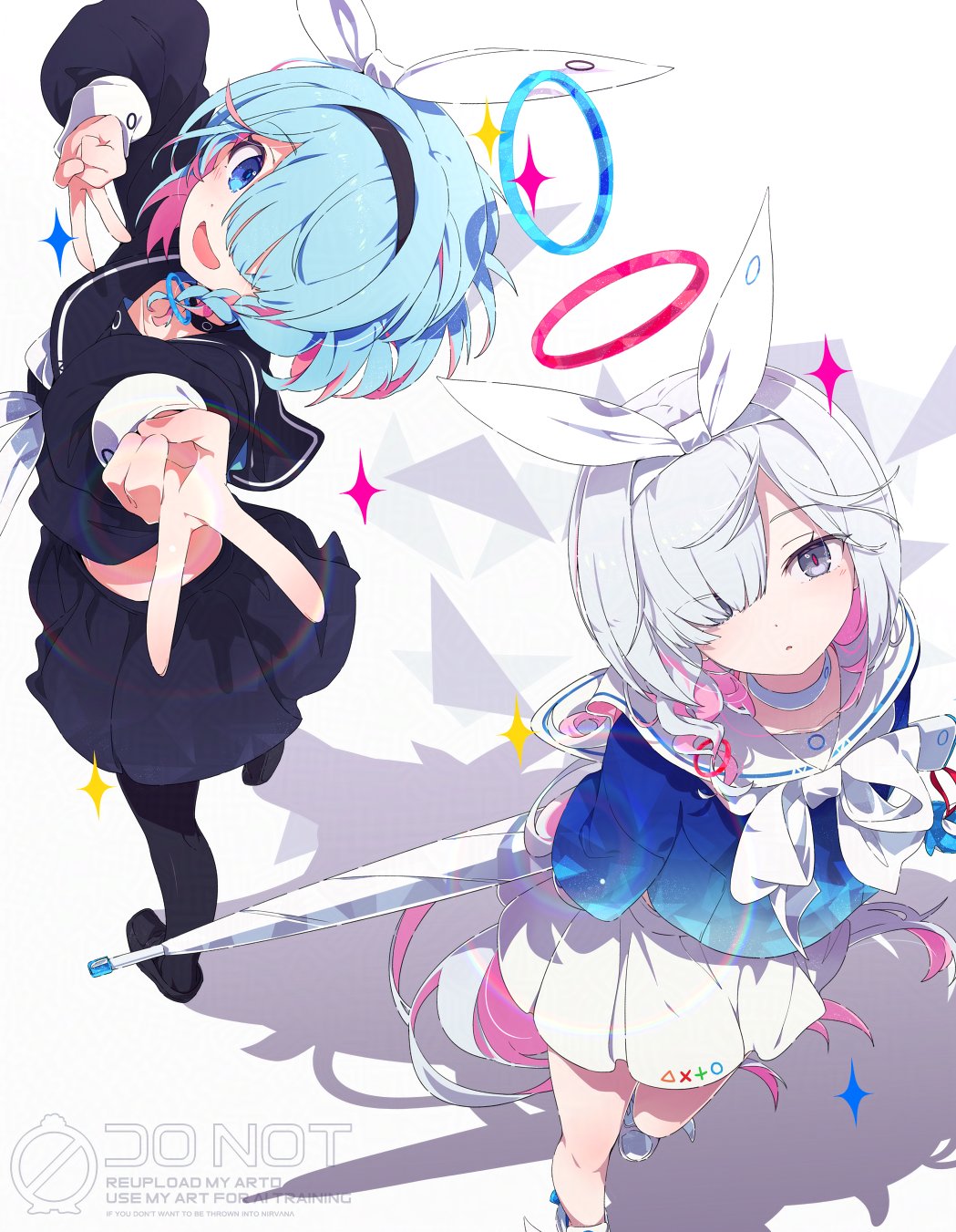 Safebooru - 2girls arona (blue archive) arona (blue archive) (cosplay) black hairband black ...