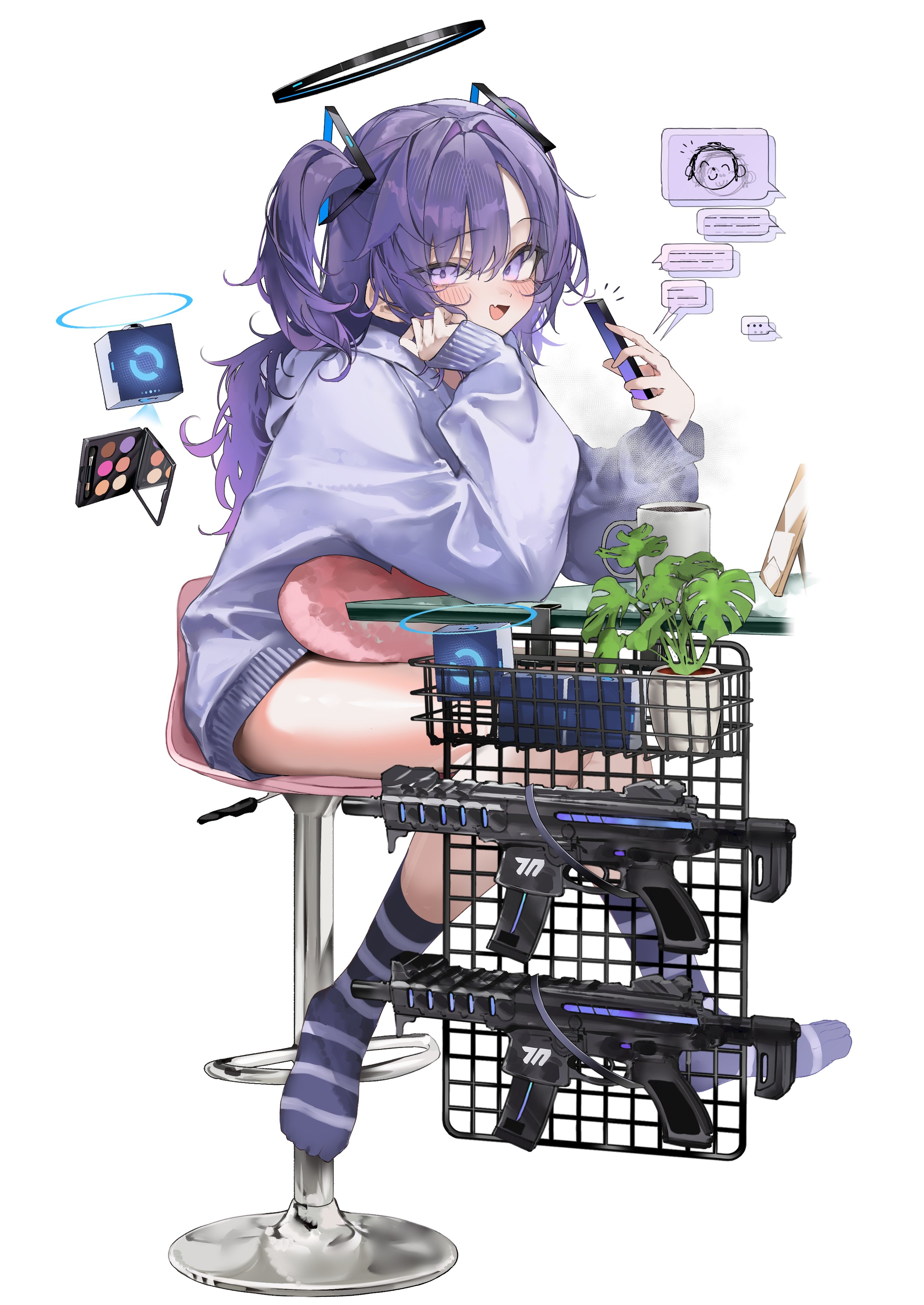 Safebooru - 1girl absurdres alternate costume blue archive cellphone ...