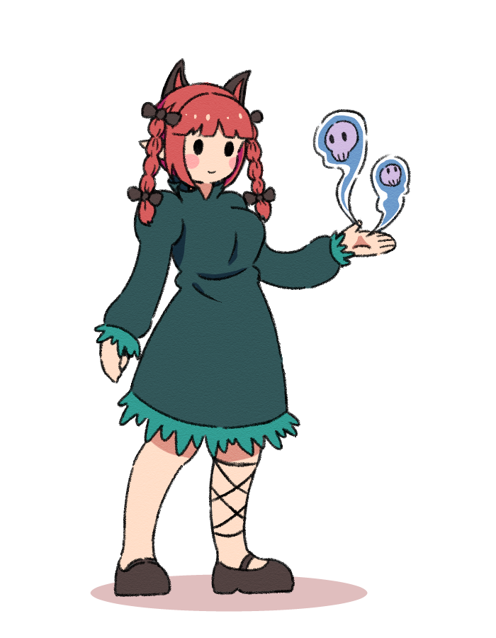 Safebooru - 1girl animal ears asymmetrical legwear braid cat ears chibi ...