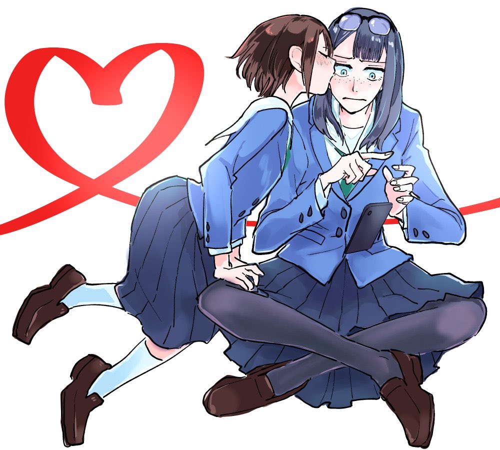 Safebooru - 114iyo 2girls asakusa midori blush closed eyes eizouken ni wa te wo dasu na! eyewear ...