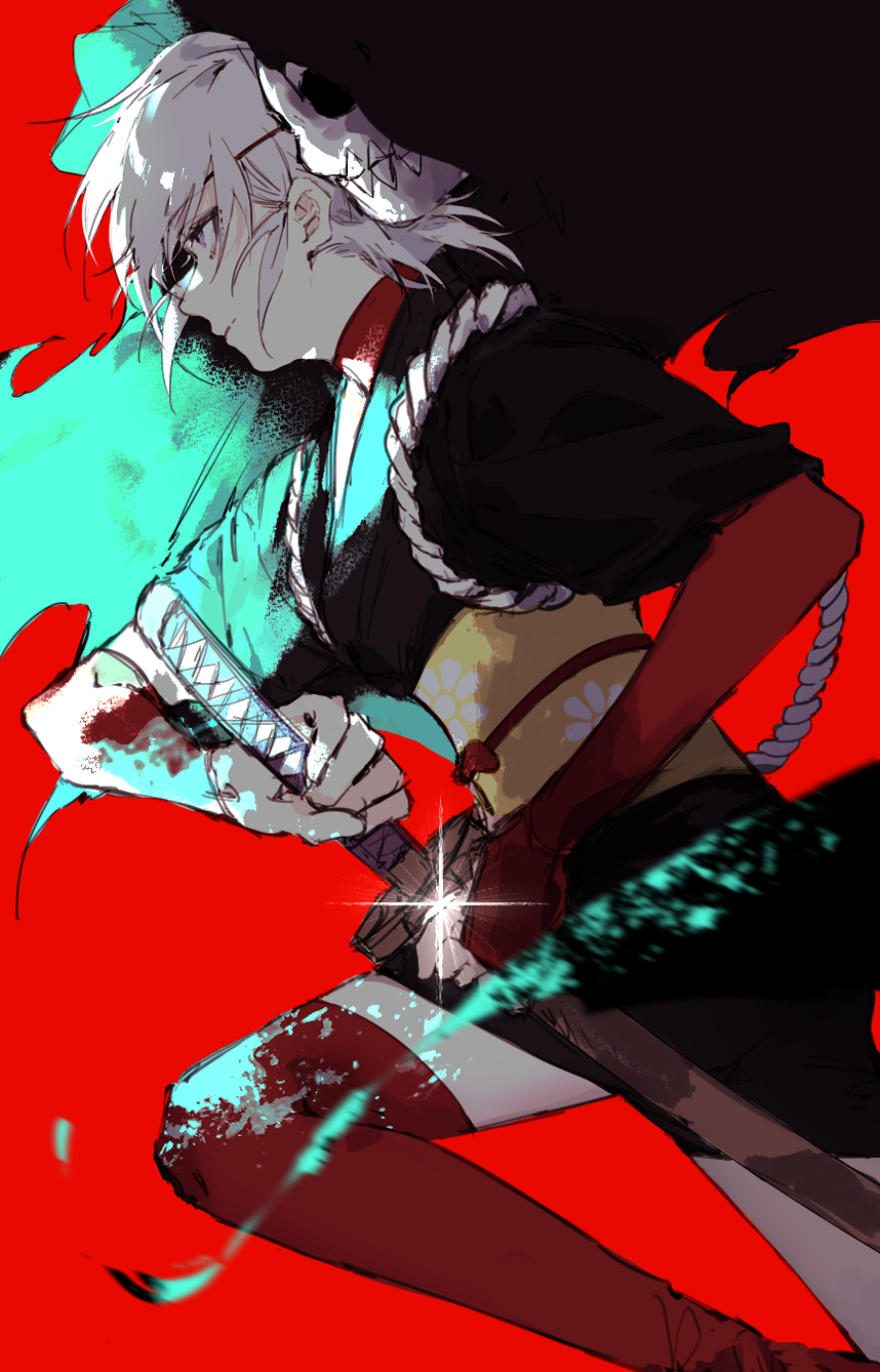 Safebooru - 1girl 76piccolo drawing sword from side gintama highres ...