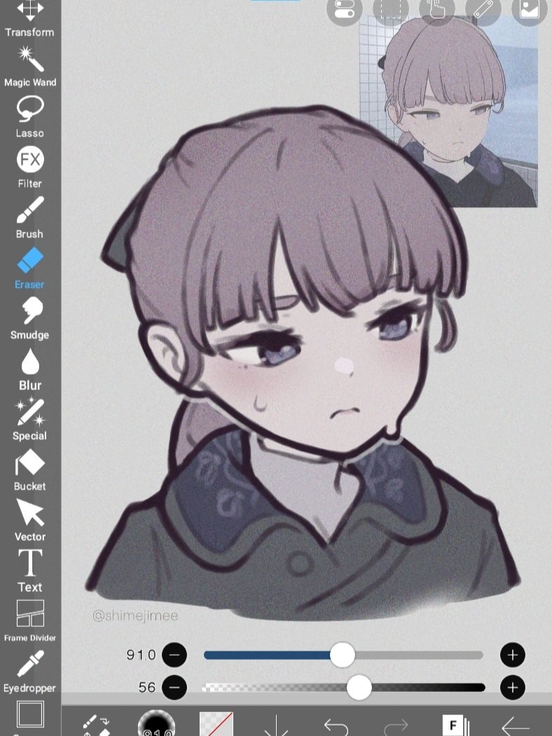 Safebooru - 1girl black ribbon brown hair derivative work frown hair ribbon ibispaint lapwing ...