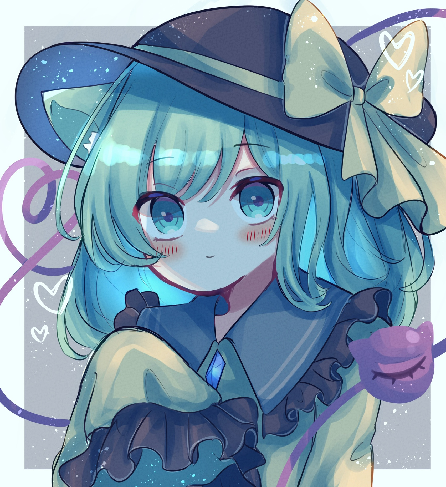 Safebooru - 1girl animal ears aqua eyes aqua hair bangs blush cat ears ...