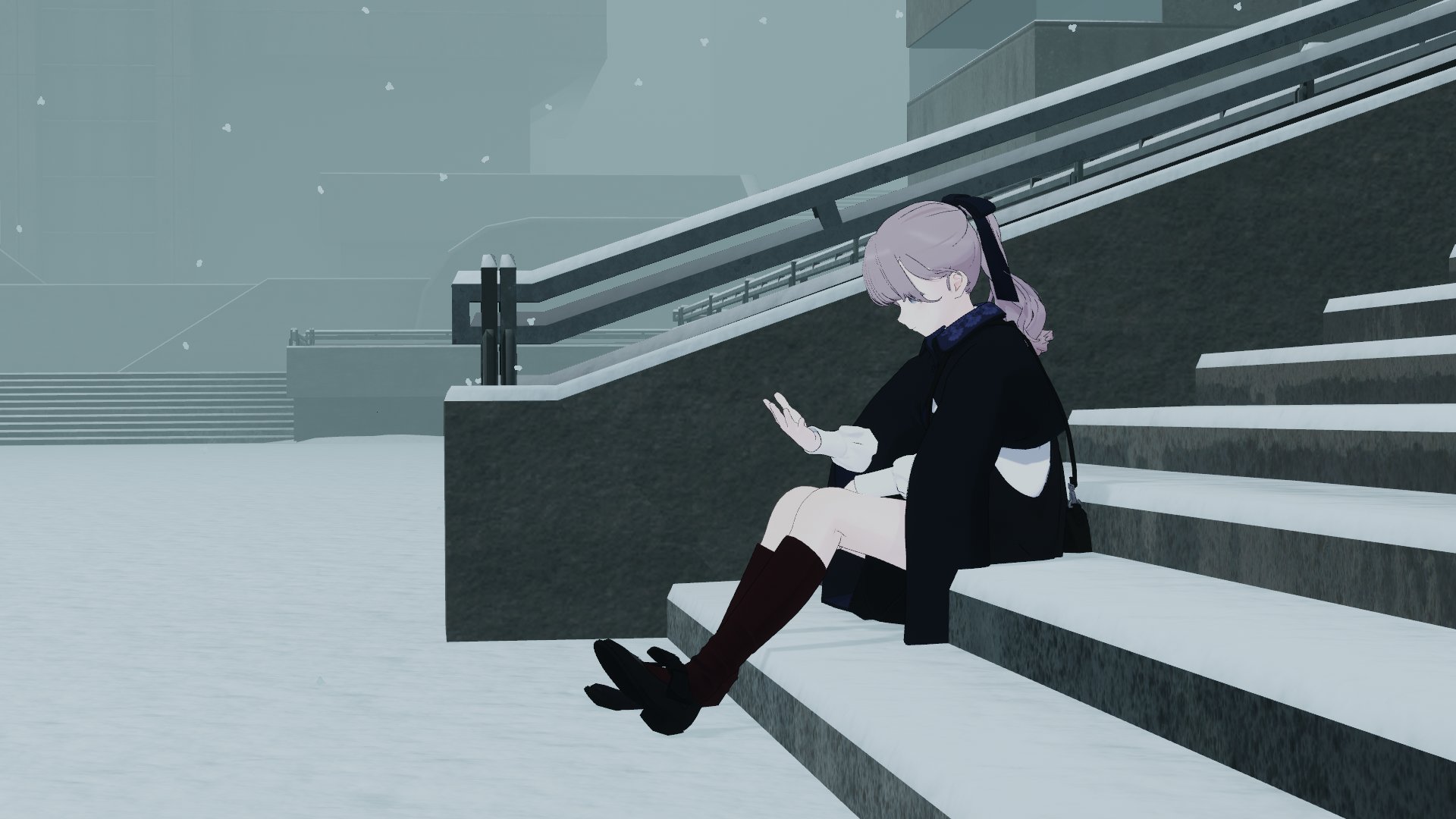 Safebooru - 1girl black ribbon black socks blade runner 2049 coat ...