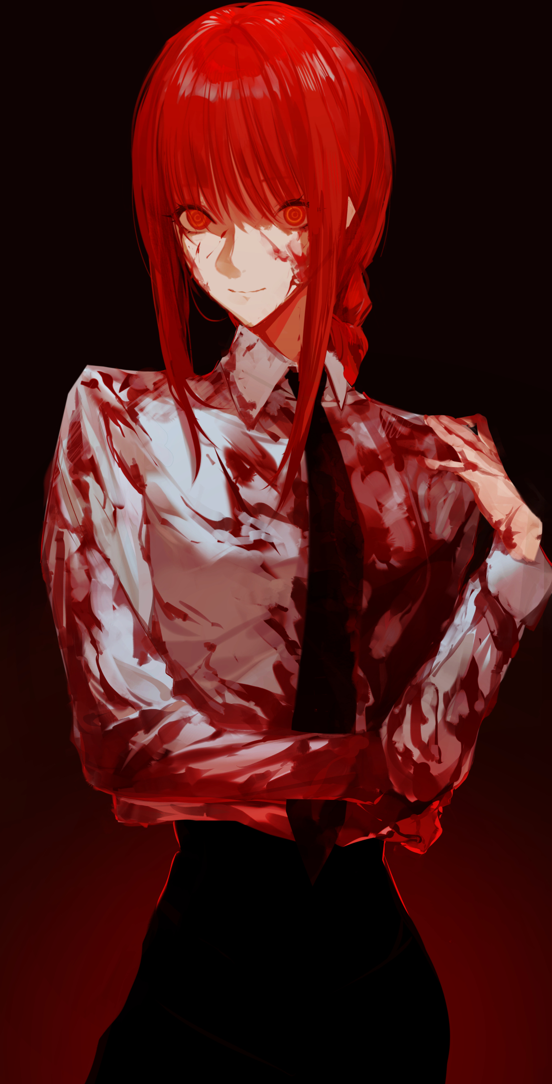 Safebooru - 1girl black necktie blood blood on clothes blood on face chainsaw man highres makima ...