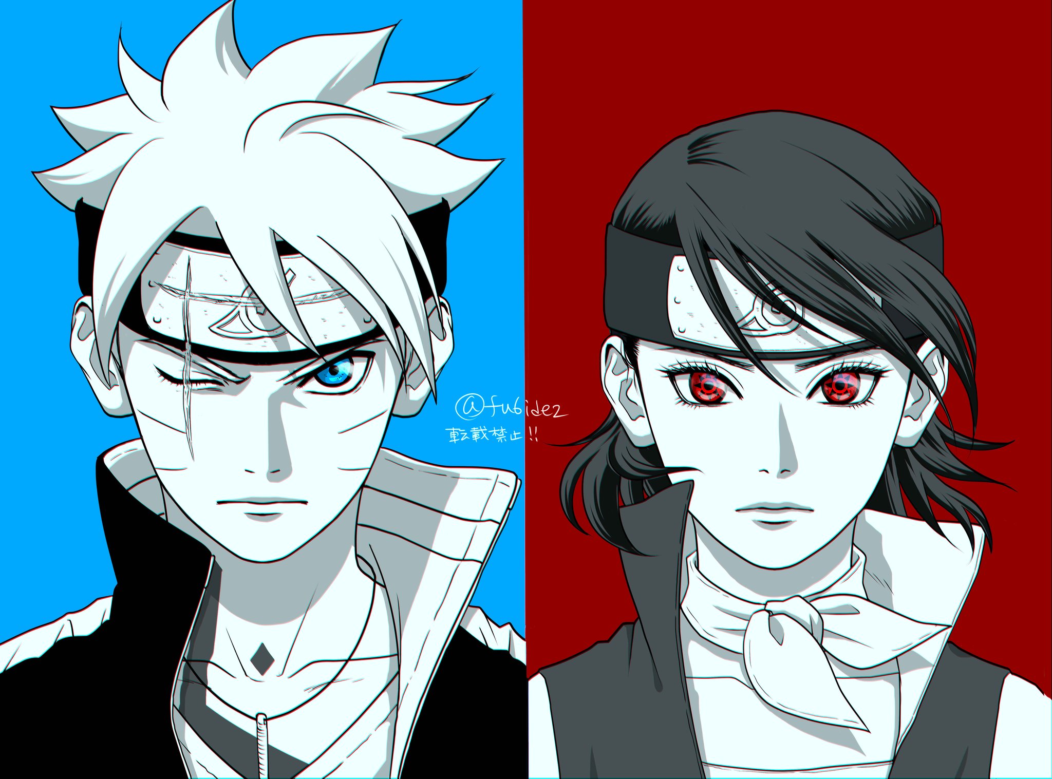 Safebooru - bandana bandana around neck blue background blue eyes ...