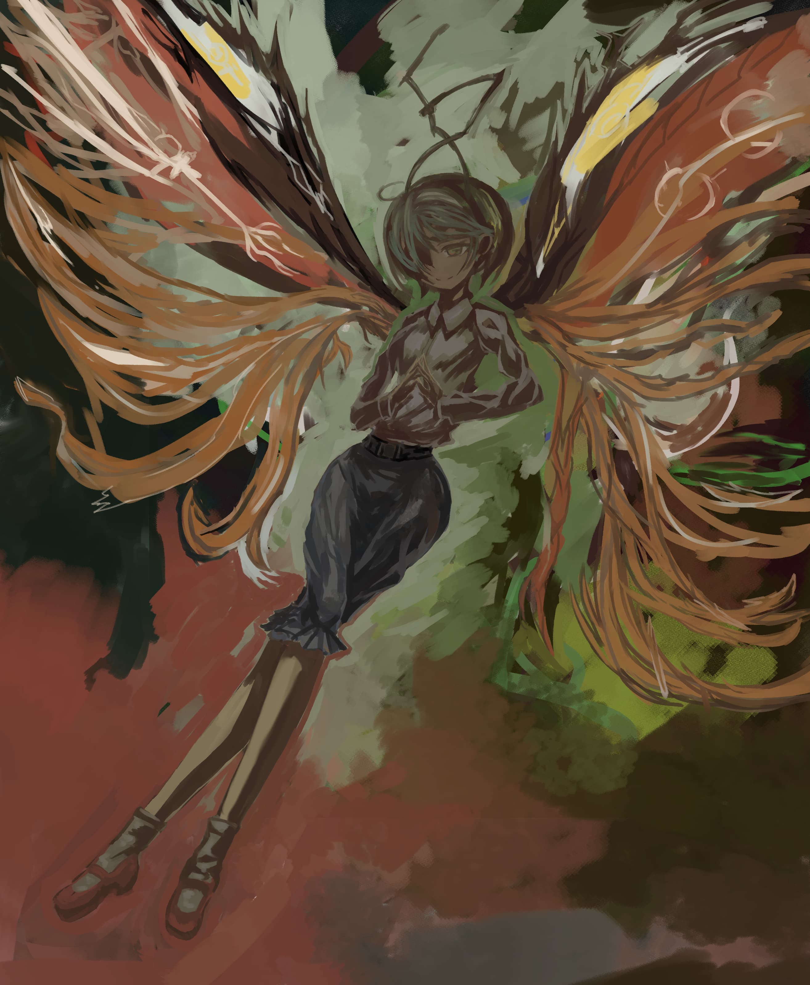 Safebooru - 1girl absurdres antennae blue shorts commentary request ...