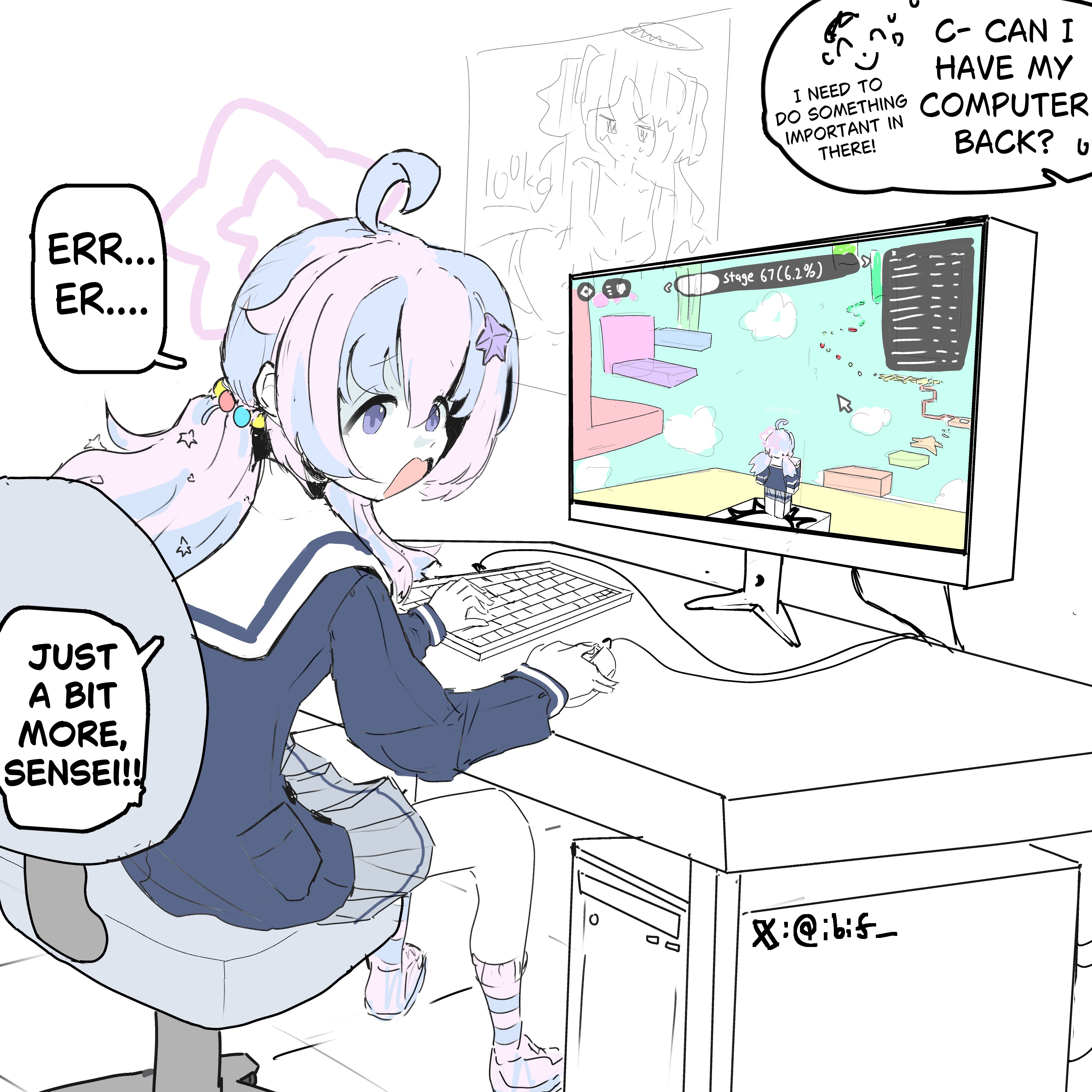Safebooru - 1girl absurdres ahoge blue archive commentary computer ...