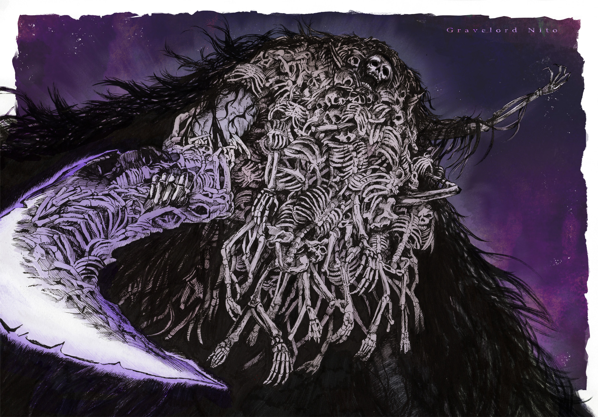 Safebooru - arm up black cloak bone cloak comma03 commentary request ...