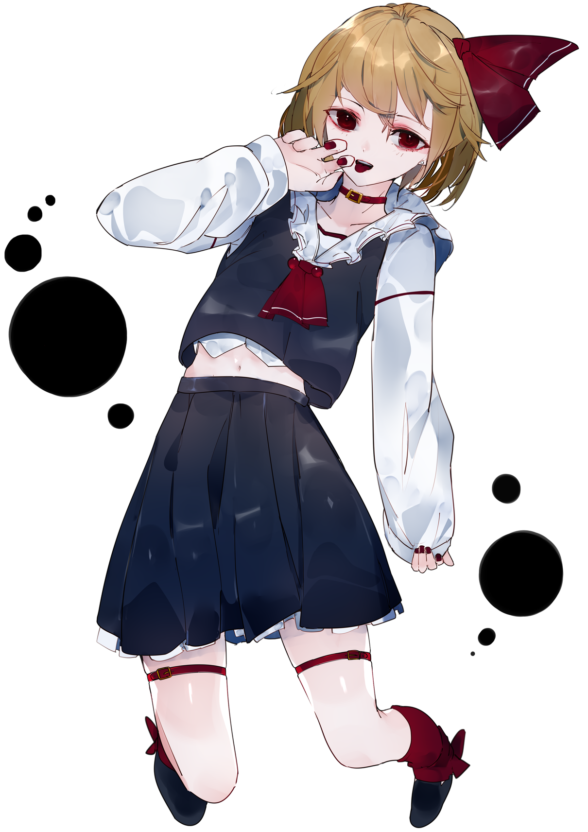 Safebooru - 1girl ascot black footwear black skirt black vest blonde hair collarbone frilled ...