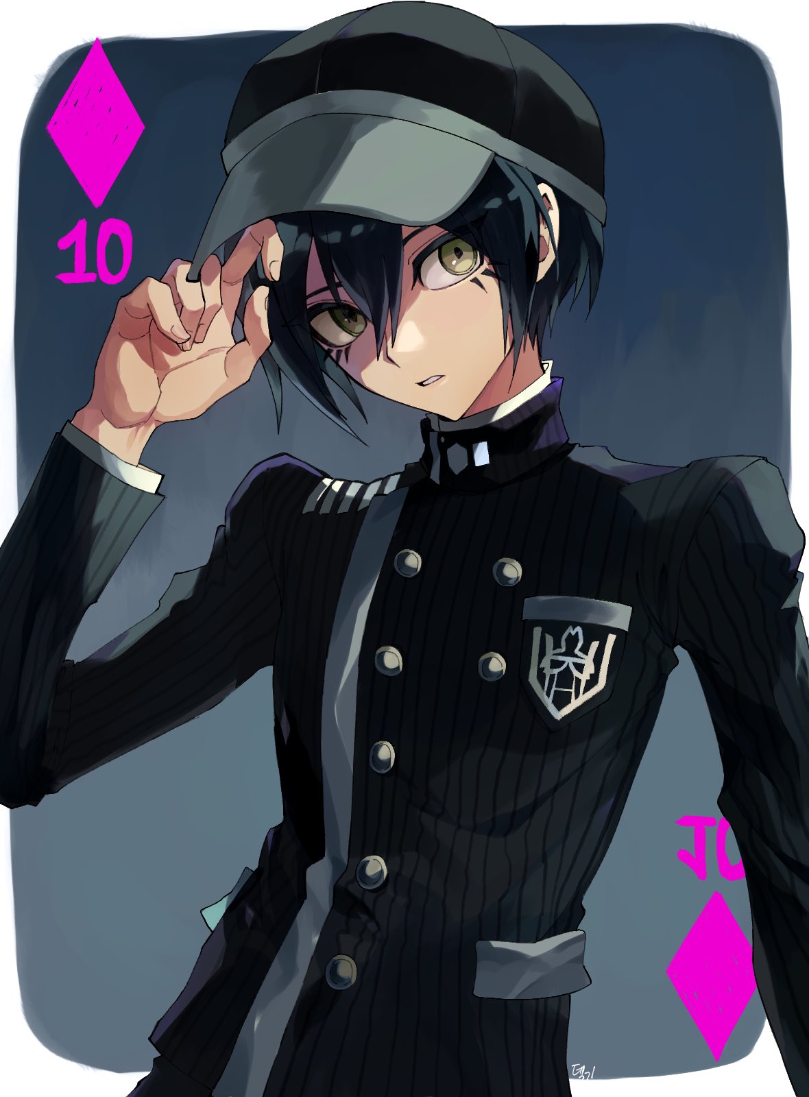 Safebooru - 1boy ahoge bangs black hair black headwear black jacket ...