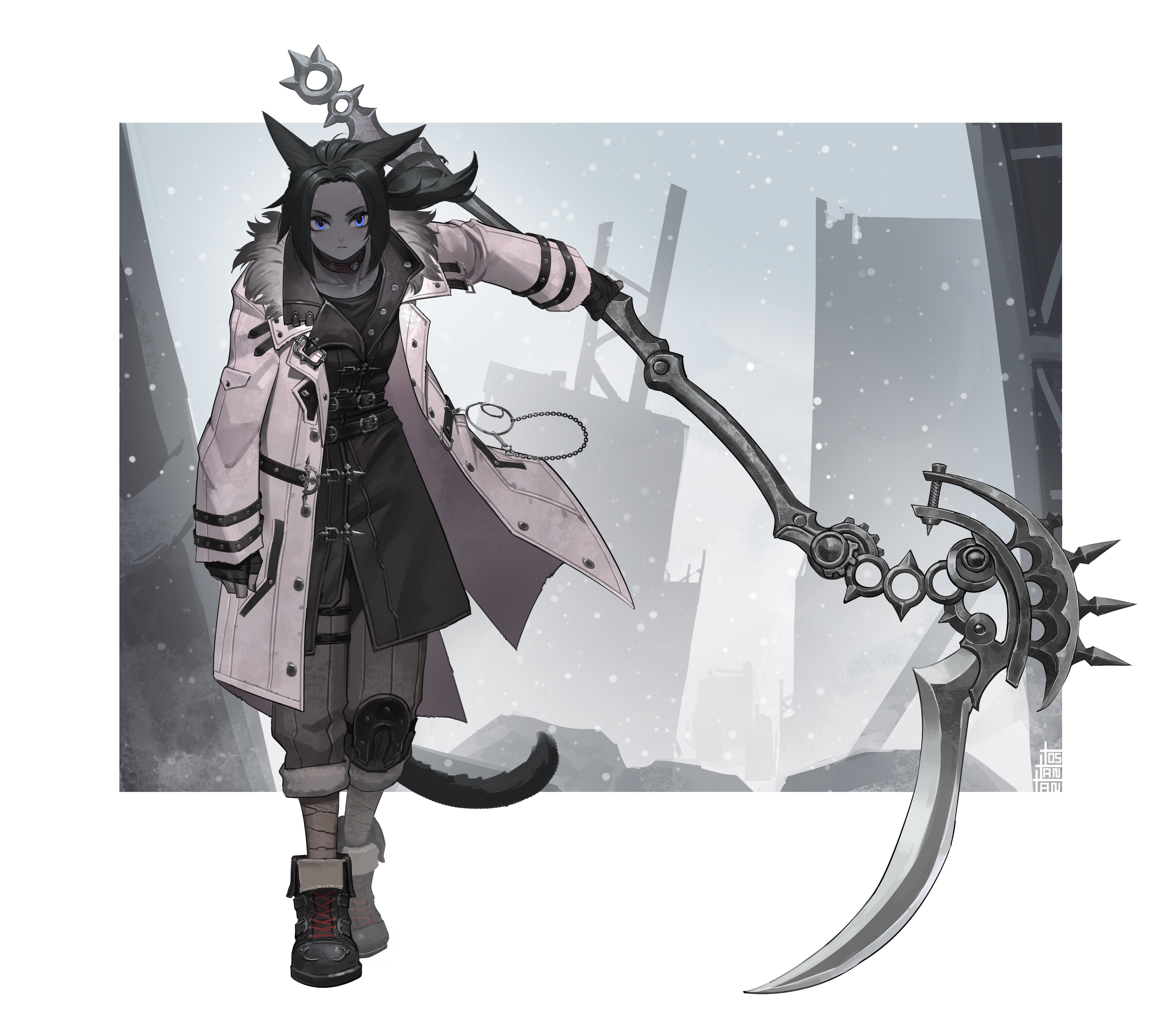 Safebooru - 1girl absurdres animal ears avatar (ffxiv) black hair black ...