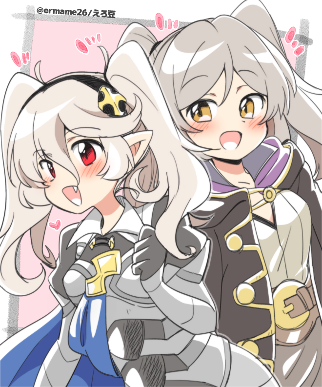 Safebooru - 2girls :d alternate hairstyle bangs black coat blush coat ...