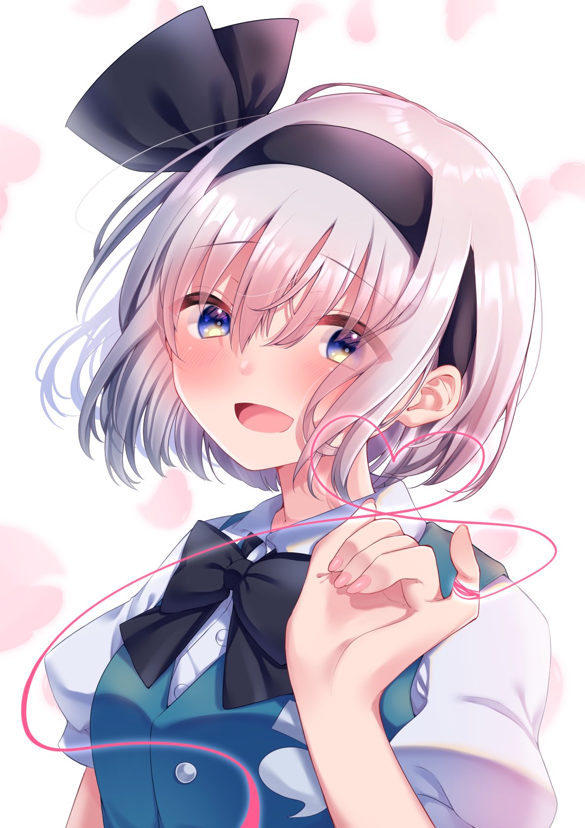 Safebooru - 1girl :d bangs black bow black bowtie black neckwear blue eyes blush bow bowtie ...