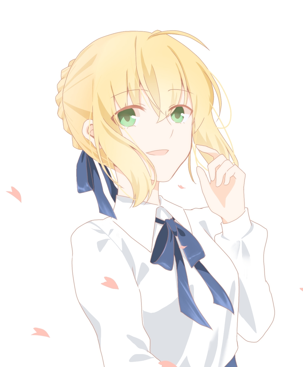 Safebooru - 1girl ahoge aqua eyes artoria pendragon (all) bangs blonde hair blue ribbon blue ...