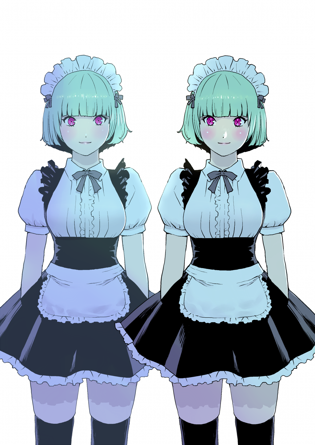 Safebooru - 1girl apron blush bob cut center frills collared shirt ...