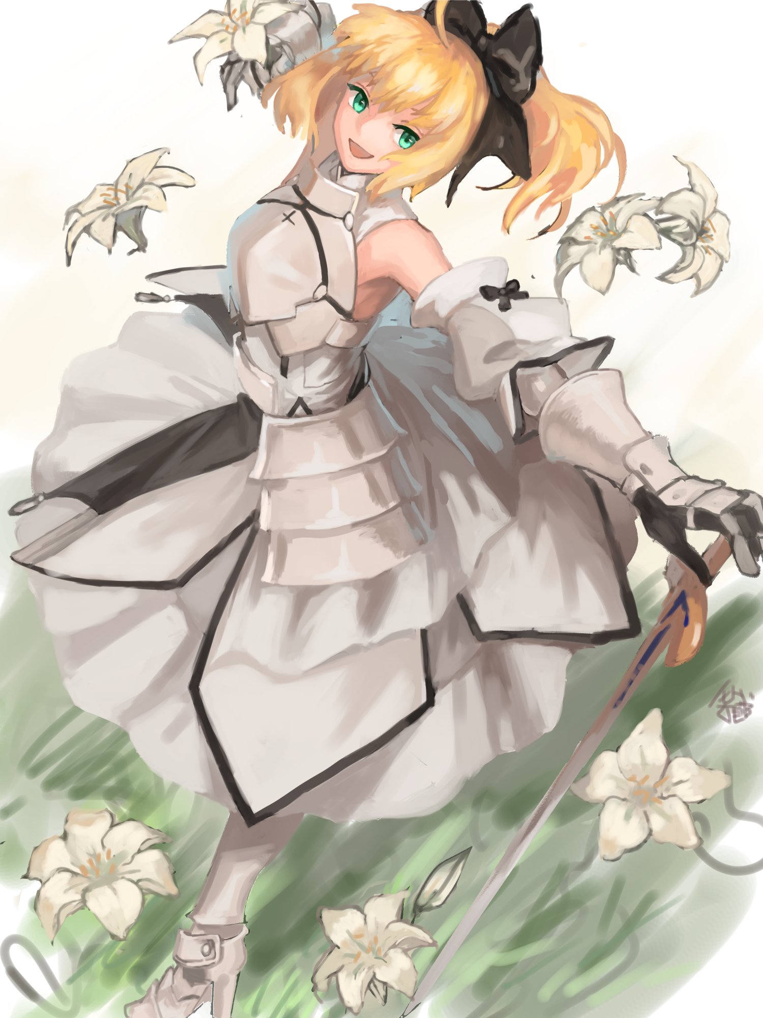 Safebooru - 1girl :o absurdres ahoge armor armored boots armored dress artoria pendragon (all ...