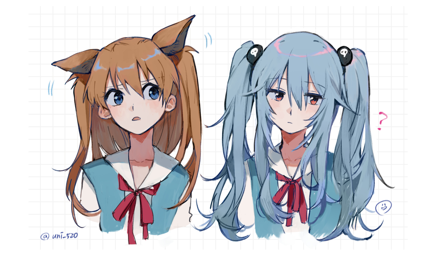 Safebooru - 2girls ? alternate hair length alternate hairstyle ayanami rei bangs blue eyes blue ...