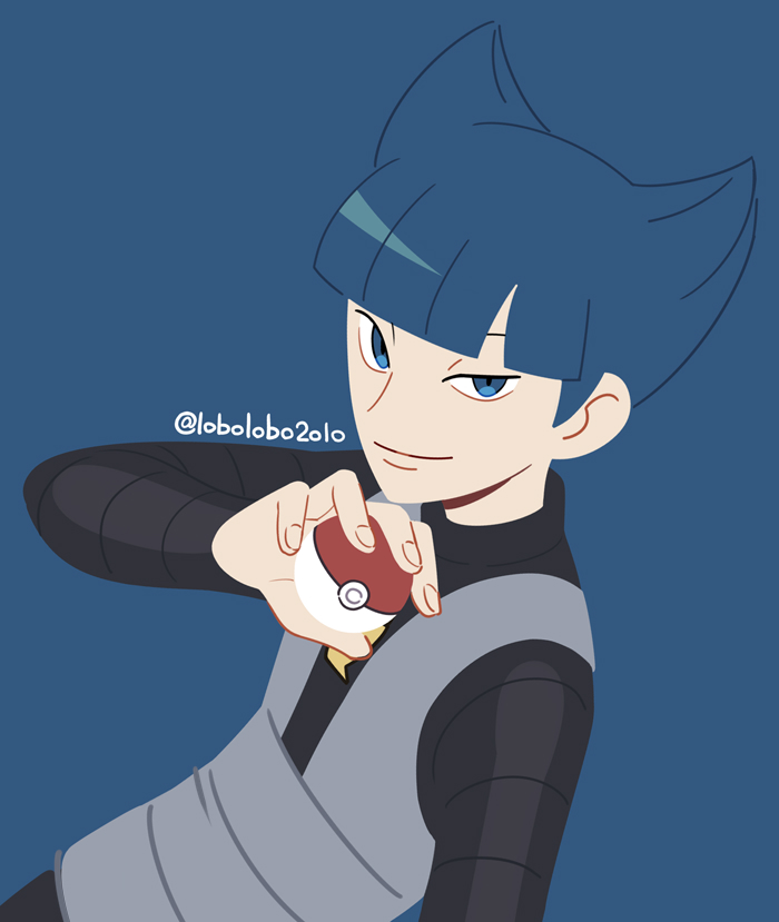 Safebooru - 1boy bangs blue background blue eyes blue hair blunt bangs ...