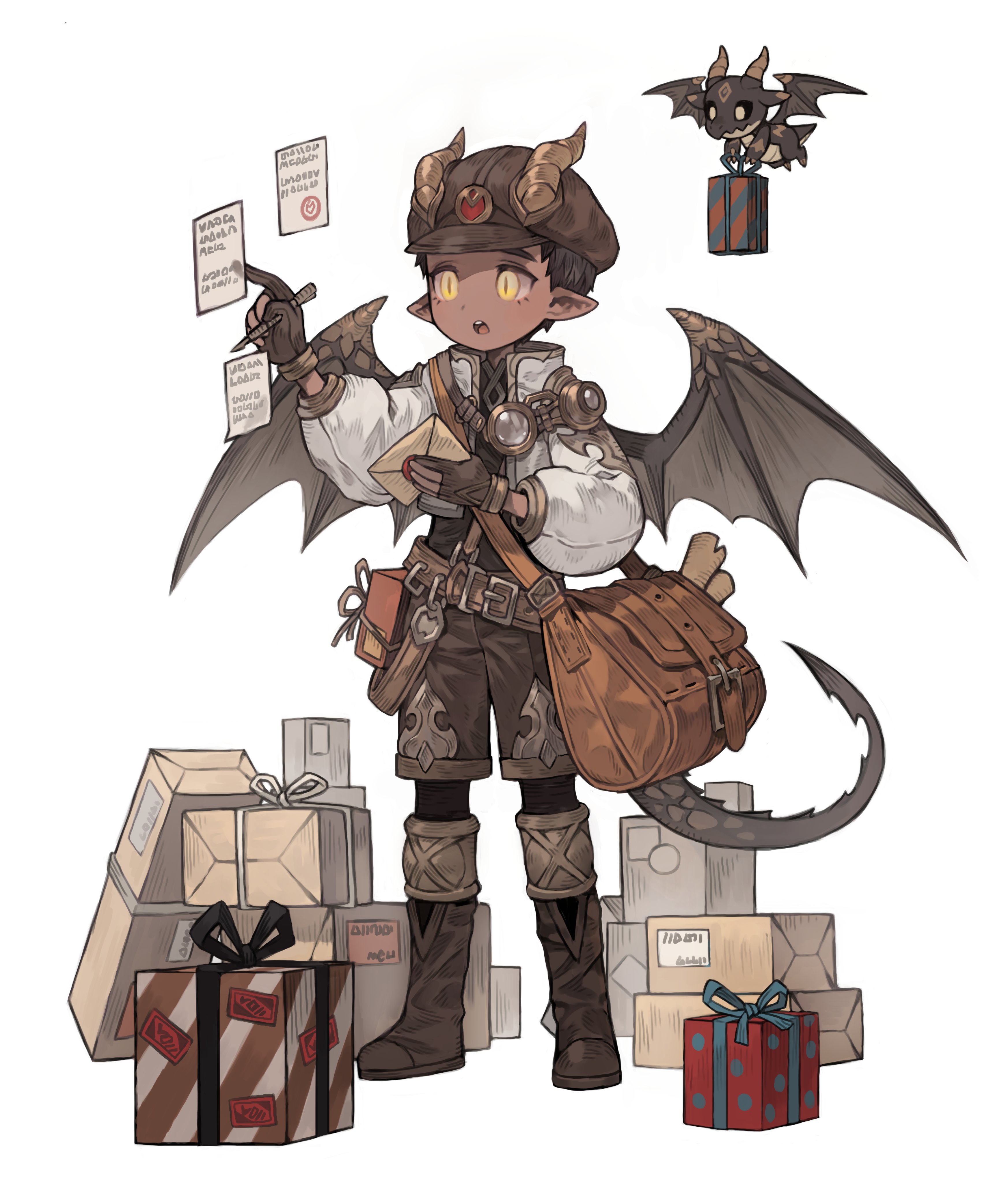 Safebooru - 1boy absurdres bag belt black hair boots box brown bag brown belt brown footwear ...