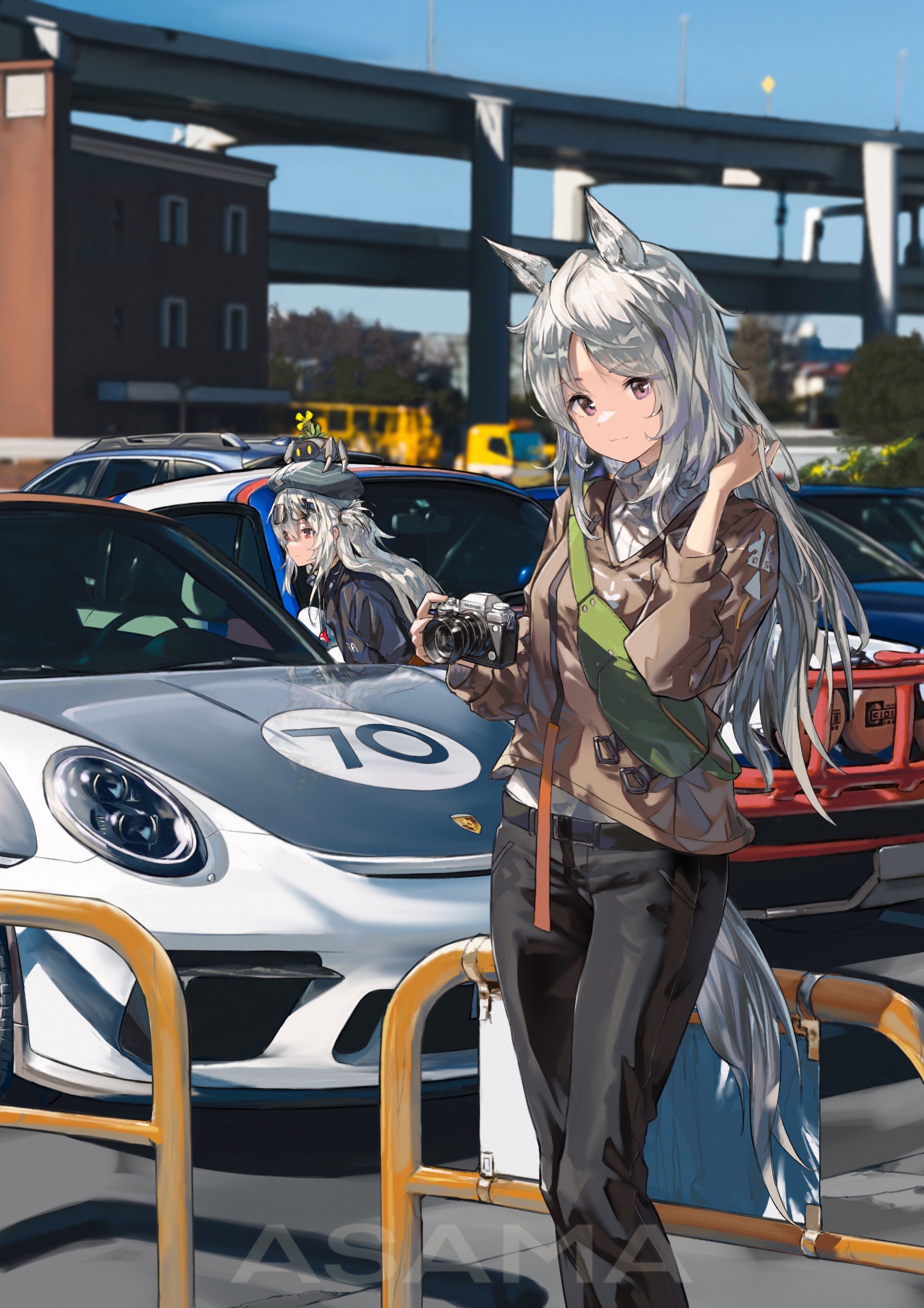 Safebooru - 2girls absurdres alternate costume animal ears arknights artist name asama (drift in ...