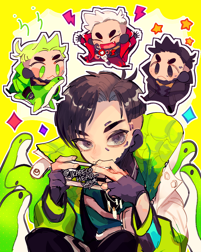 Safebooru - 1boy ^ ^ animification apex legends black eyes black hair black jacket blush chibi ...