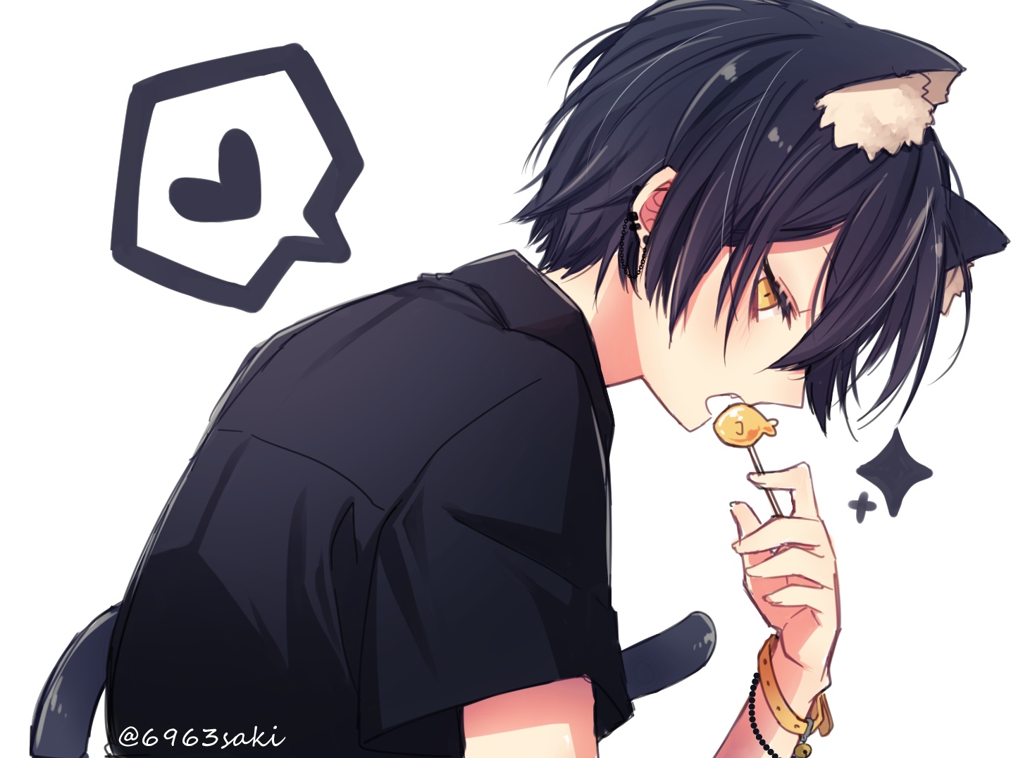 Safebooru - 1boy animal ears black hair cat cat boy cat ears cat tail ...