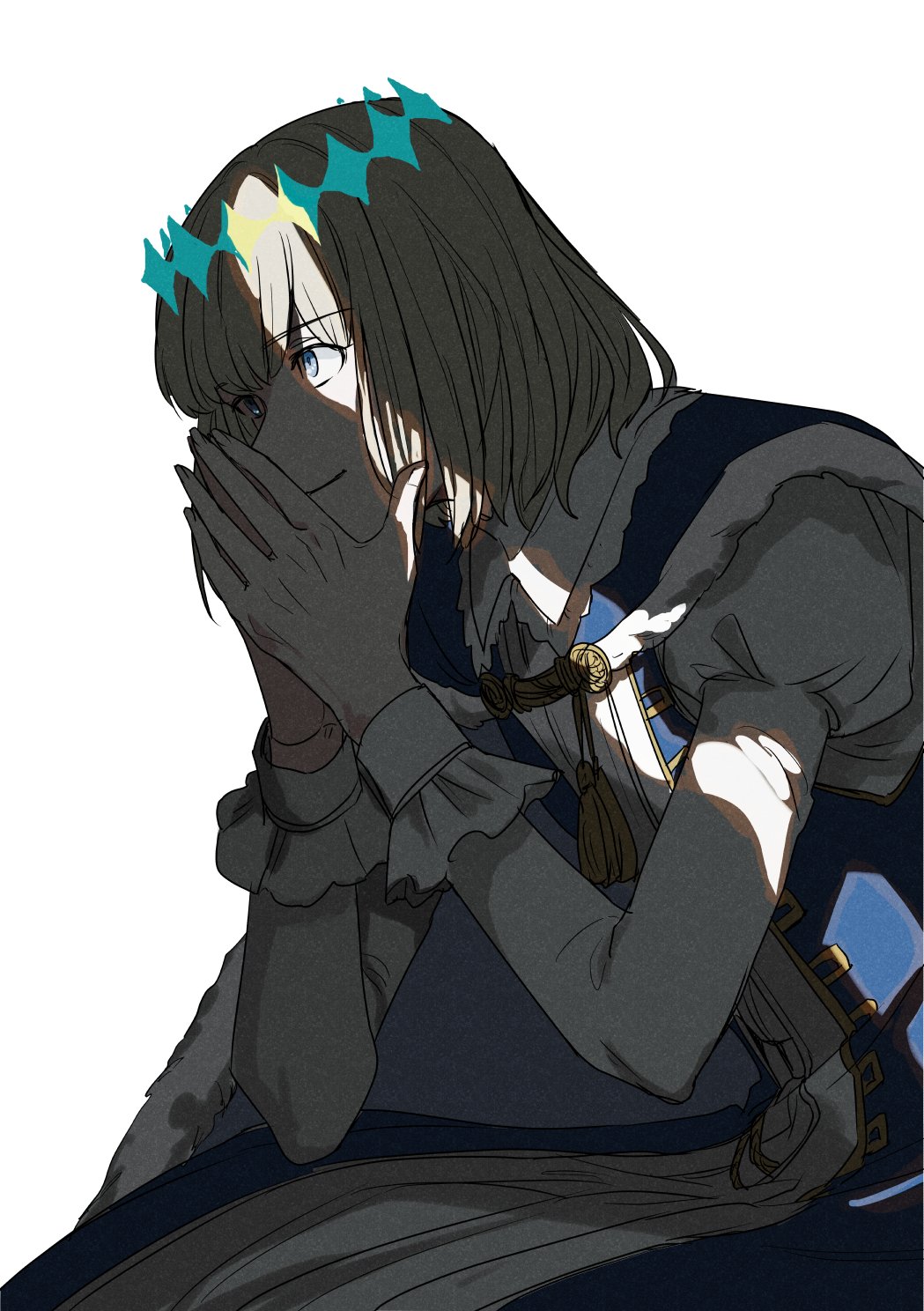Safebooru - 1boy bangs blonde hair blue eyes cape closed mouth crown ...