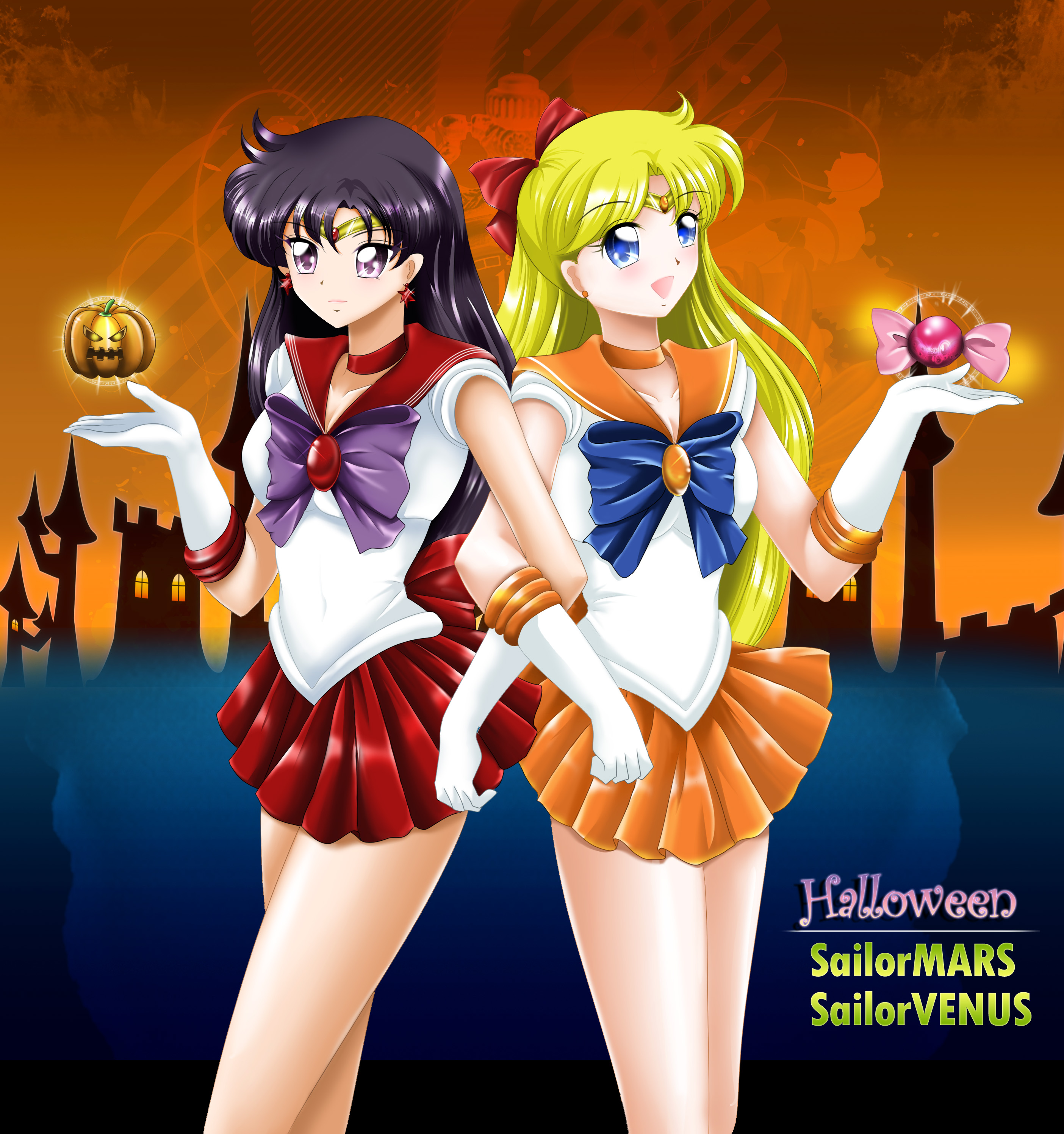 Safebooru - 2girls aino minako bishoujo senshi sailor moon black hair blonde hair blue eyes bow ...