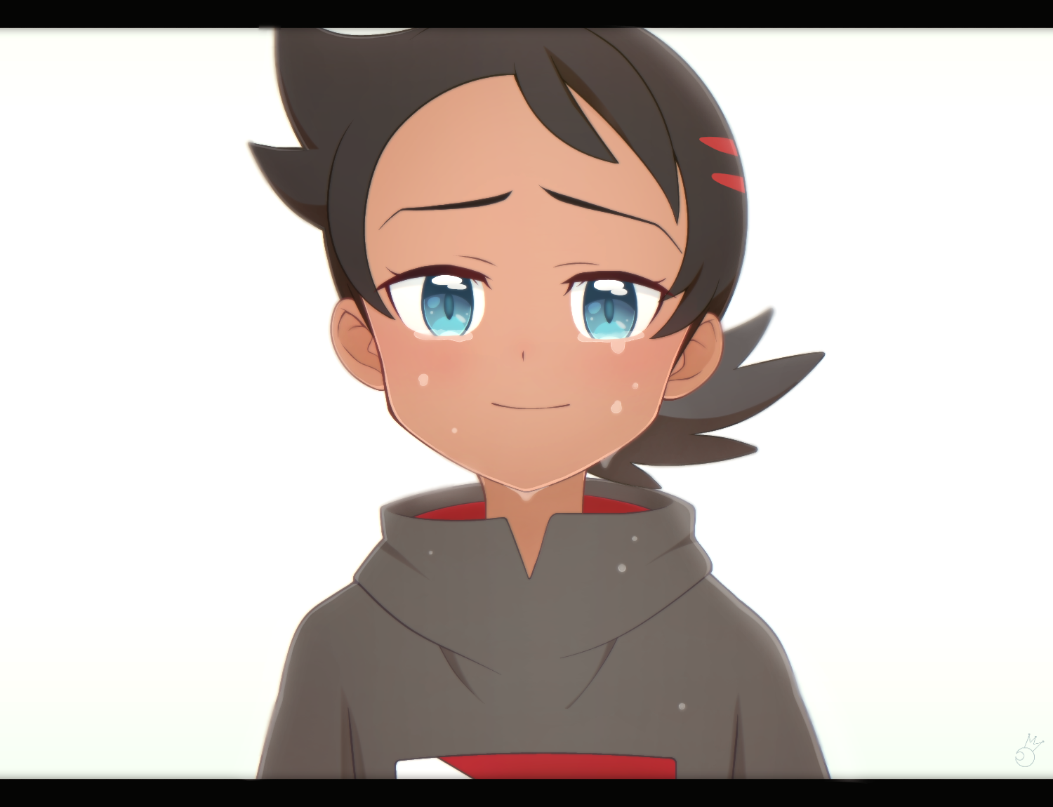 Safebooru - 1boy bangs blue eyes blush brown hair closed mouth ...