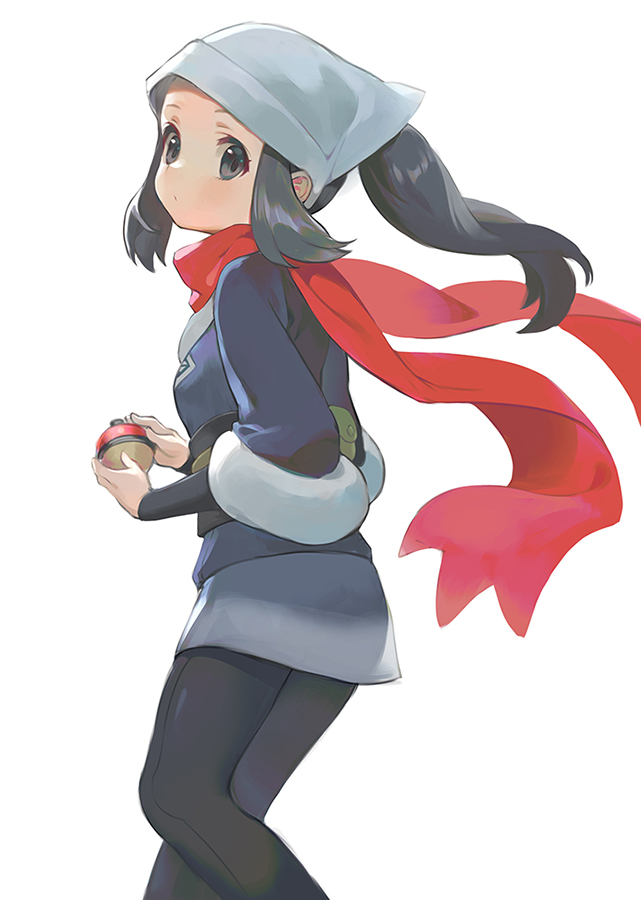 Safebooru - 1girl akari (pokemon) black hair black legwear black shirt ...