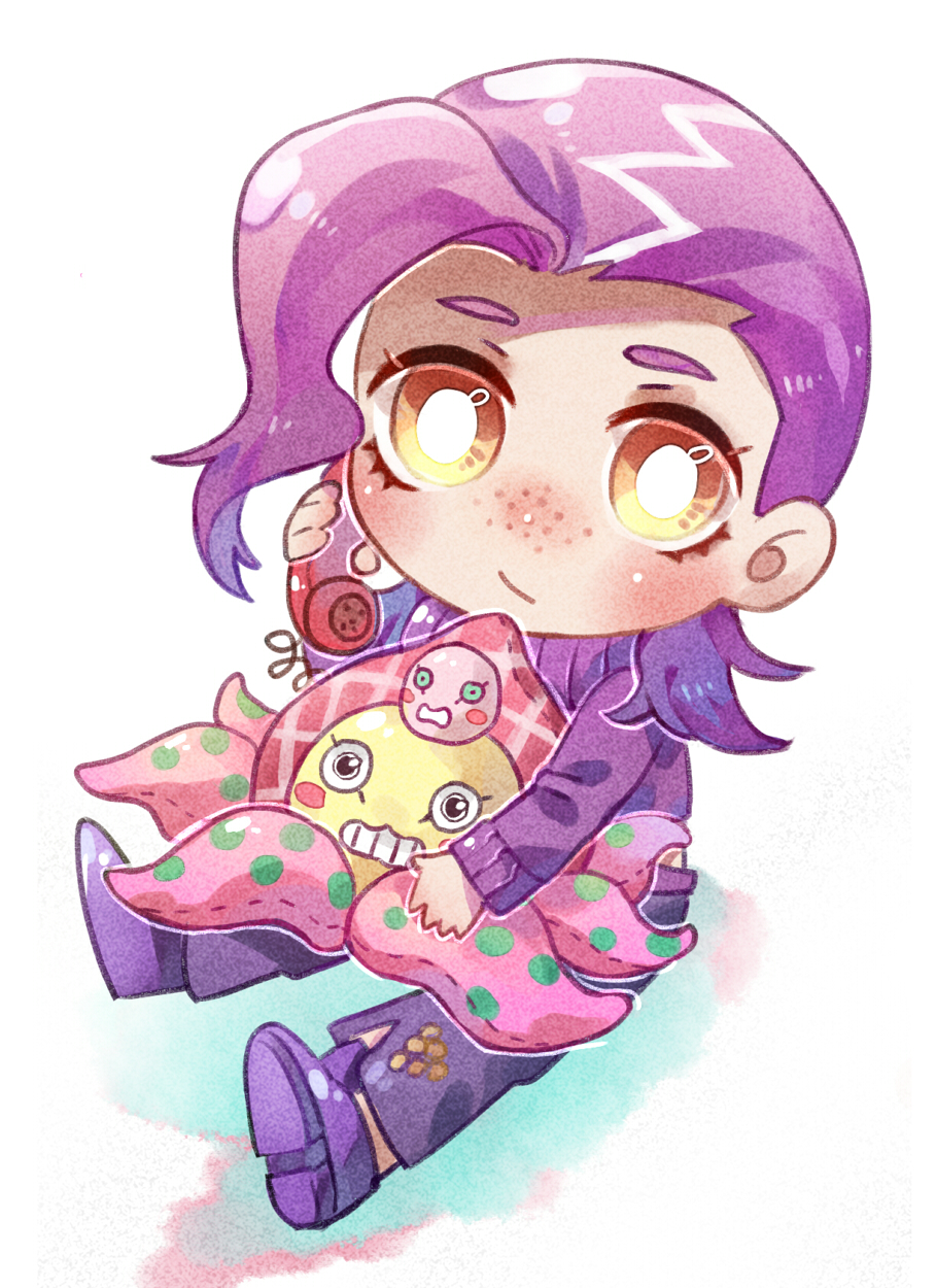 Safebooru - 1boy blush freckles highres holding holding phone jojo no ...