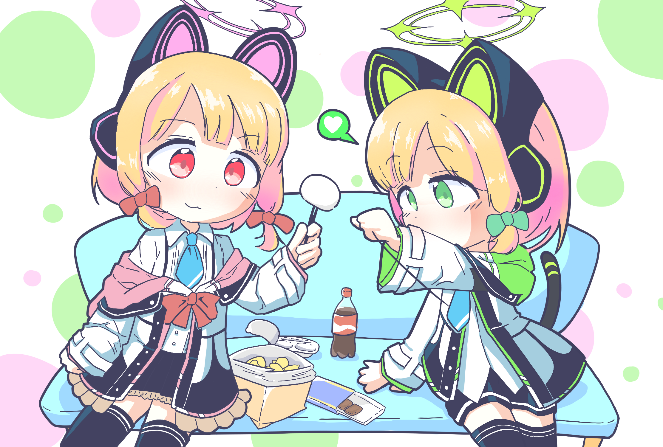 Safebooru - 2girls blonde hair blue archive blurry blurry background cat ear headphones ...