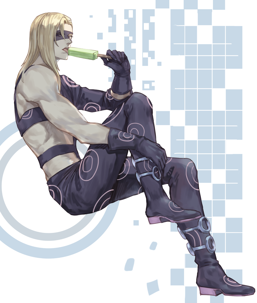 Safebooru - 1boy blonde hair domino mask eating food gloves jojo no ...