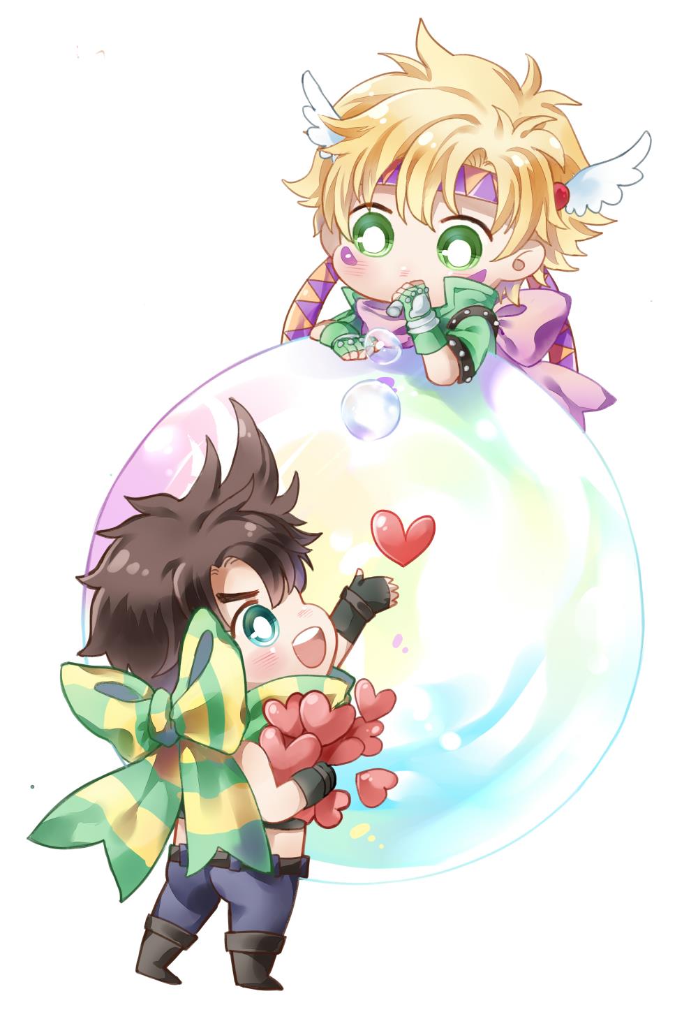 Safebooru - 2boys battle tendency blonde hair boots bow brown hair ...