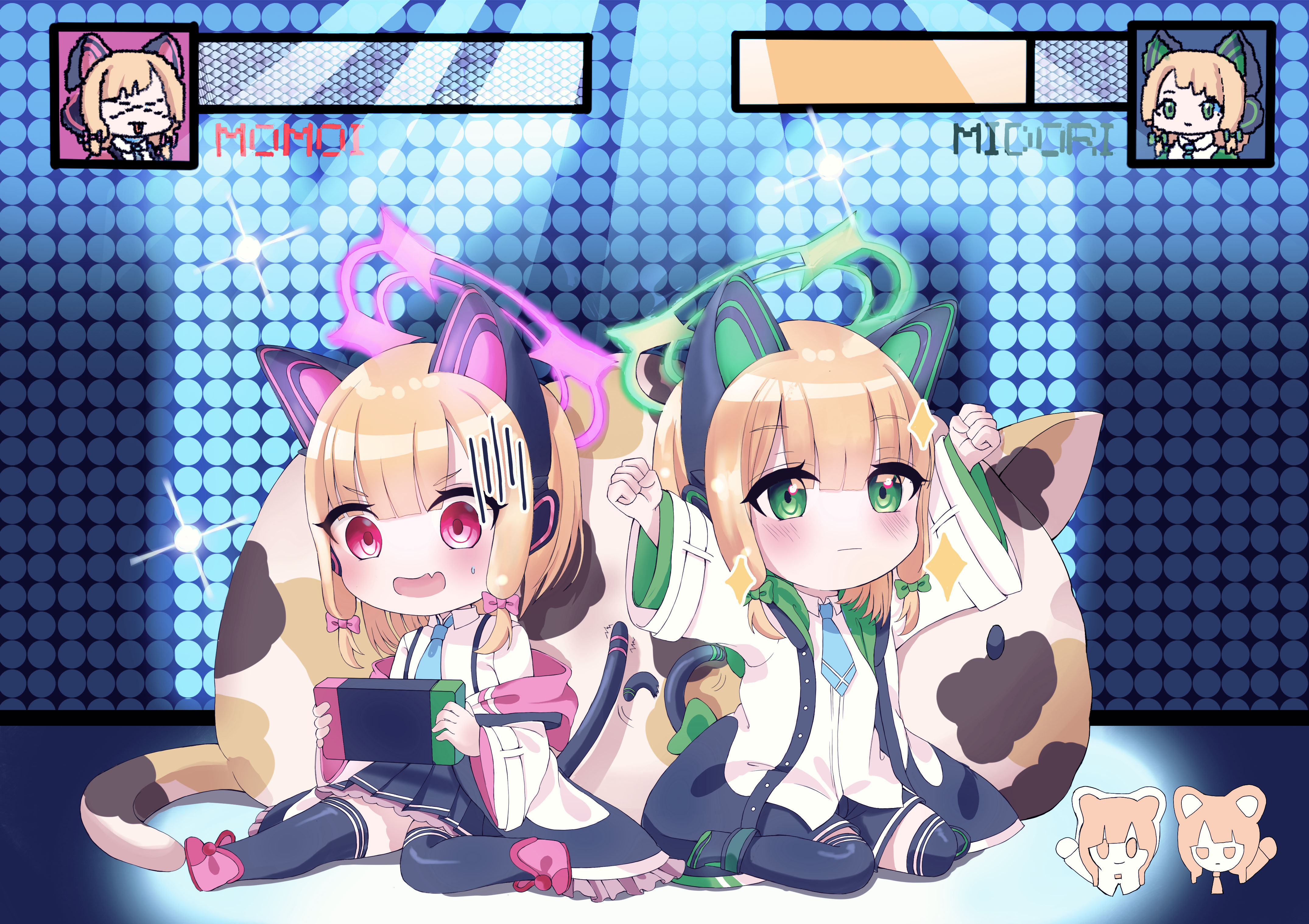 Safebooru - 2girls blonde hair blue archive blurry blurry background cat ear headphones ...
