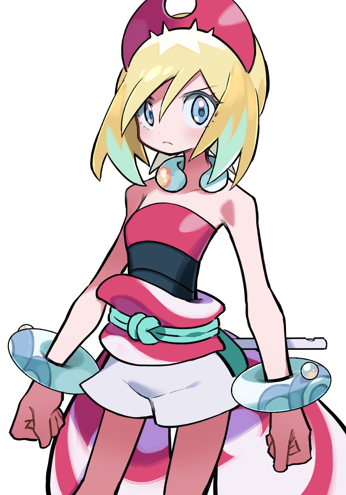 Safebooru - 1girl arm wrap blonde hair blue eyes eyebrow cut eyelashes ...