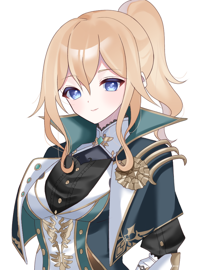 Safebooru - 1girl bangs black shirt blonde hair blue capelet blue eyes blush capelet commentary ...