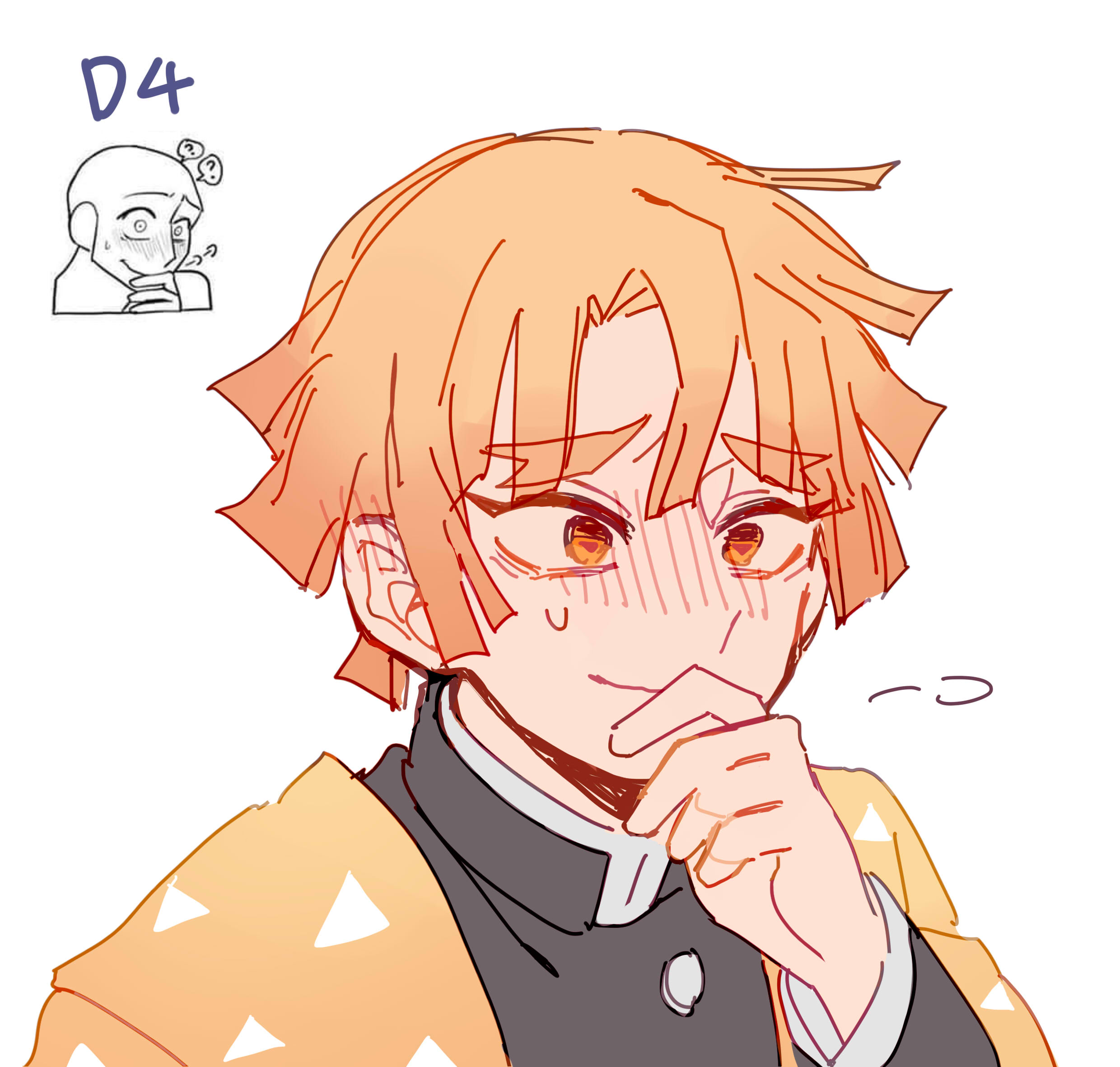 Safebooru - 1boy agatsuma zenitsu black jacket blush chinese commentary ...