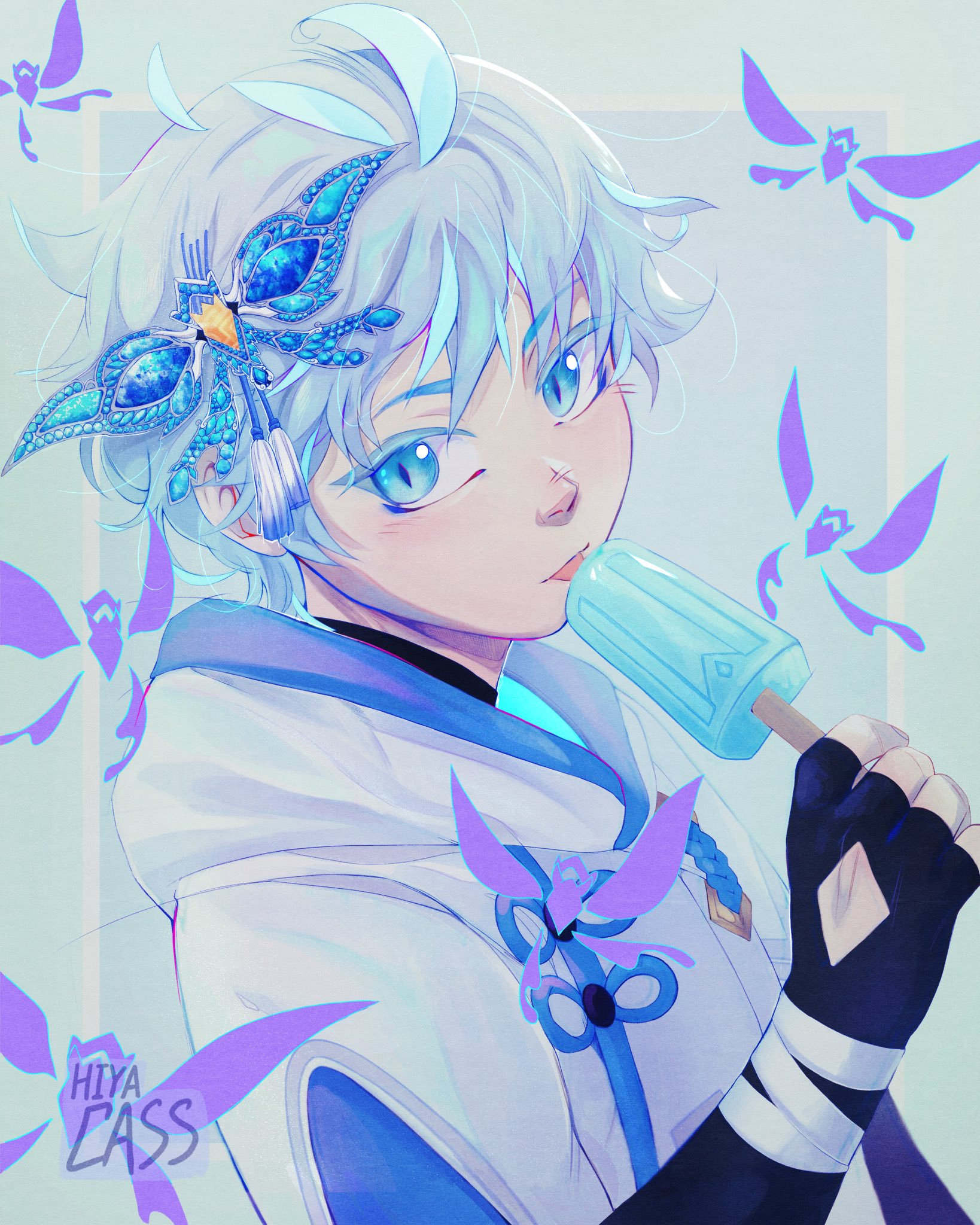 Safebooru - 1boy blue eyes blue hair child chongyun (genshin impact ...